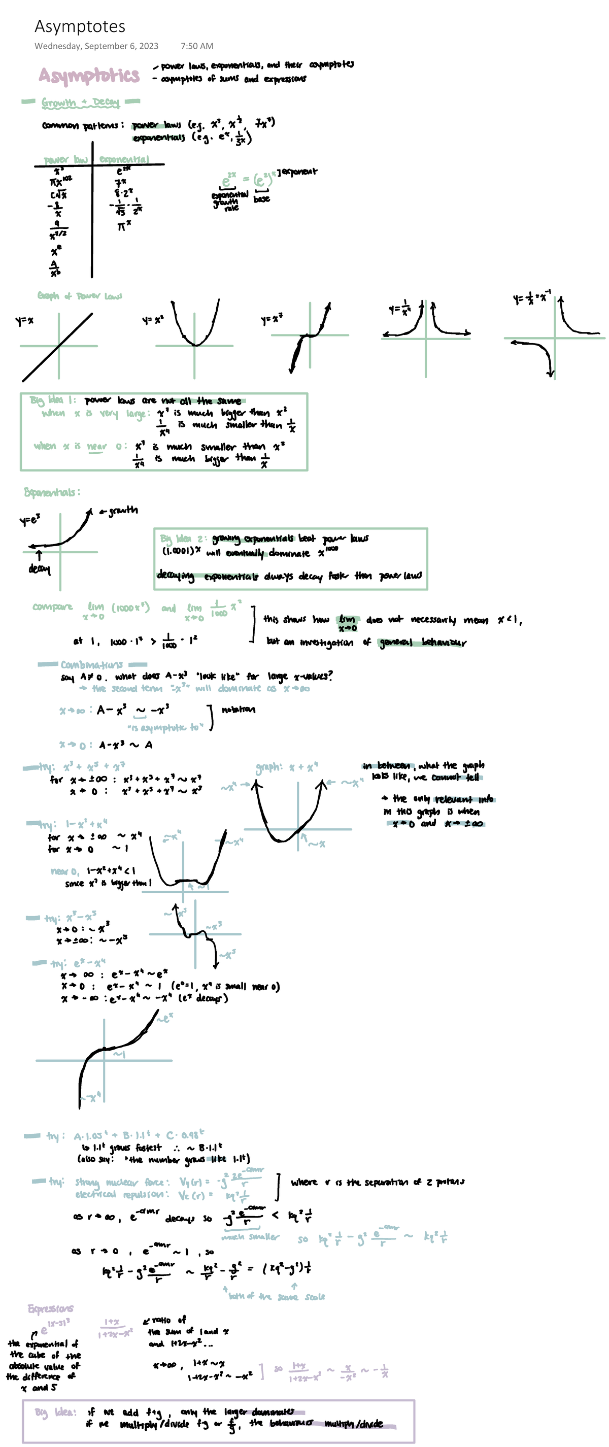 Asymptotes - MATH 100 - Asymptotes Wednesday, September 6, 2023 7:50 AM ...