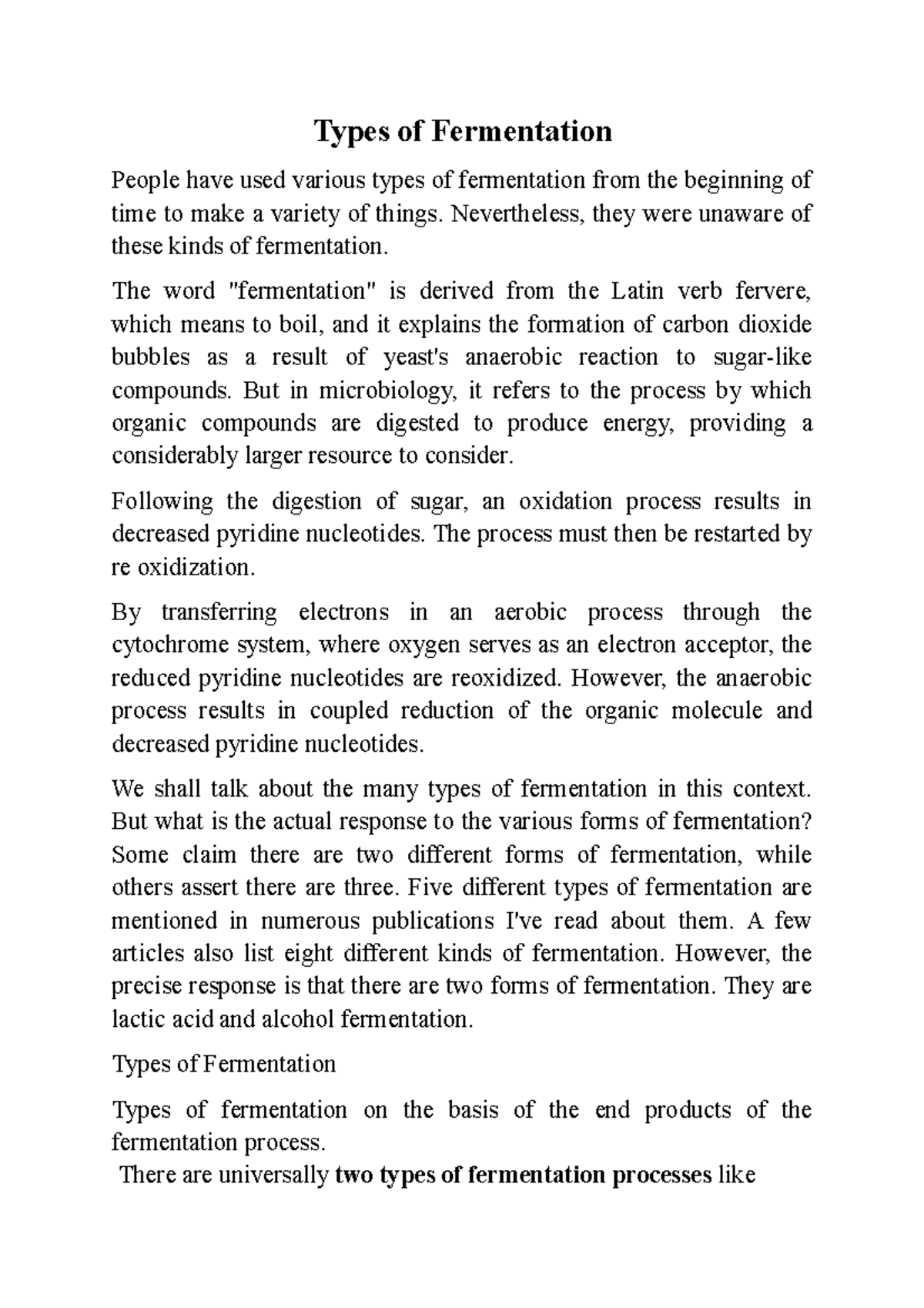 Types of Fermentation - Nevertheless, they were unaware of these kinds ...