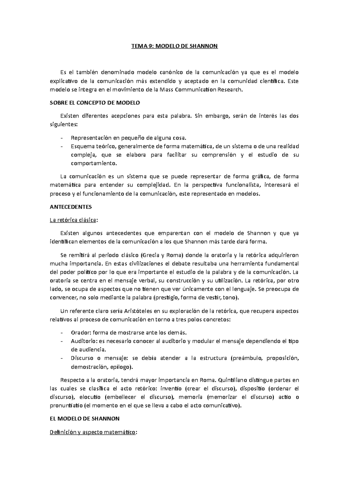 TEMA 9. Modelo de Shannon - TEMA 9: MODELO DE SHANNON Es el también ...