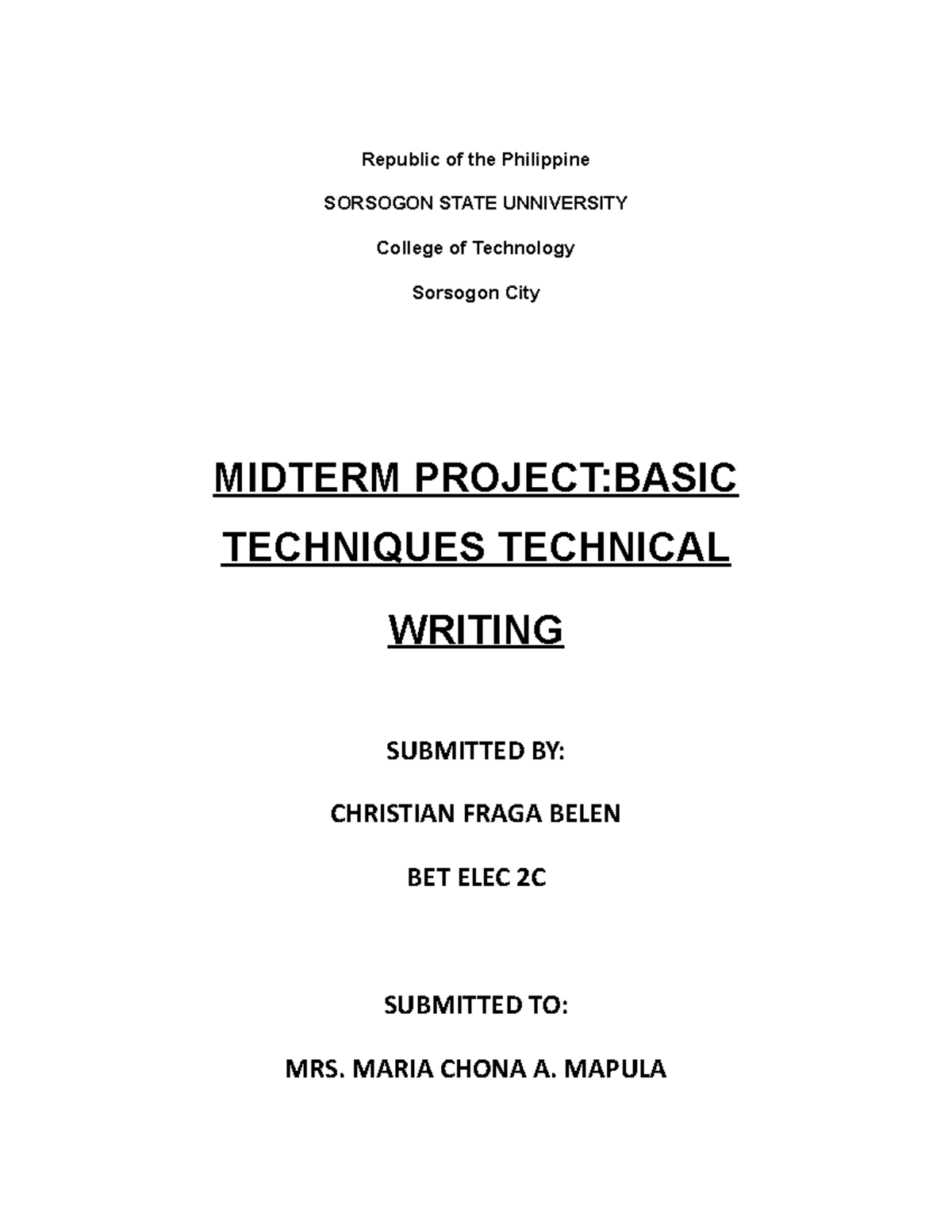 Technical- Writing- Project - Republic of the Philippine SORSOGON STATE ...