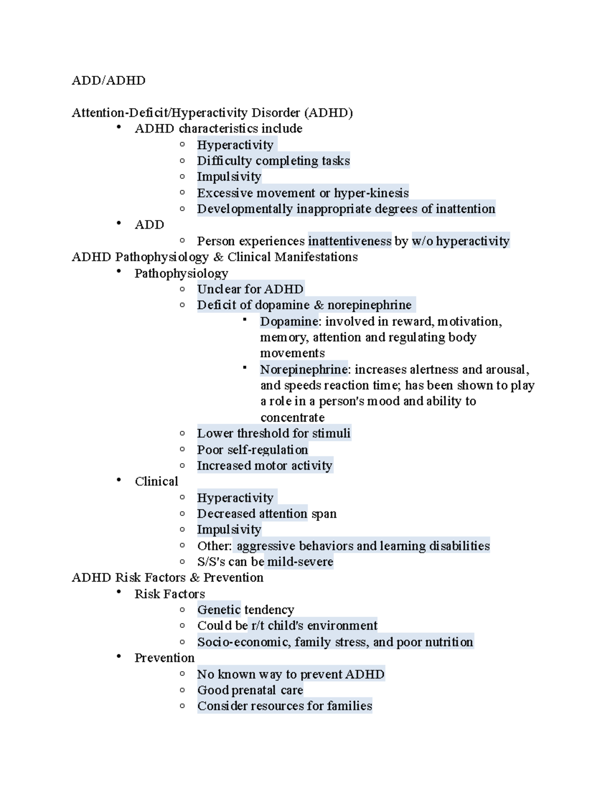 ADHD - study material - ADD/ADHD Attention-Deficit/Hyperactivity ...