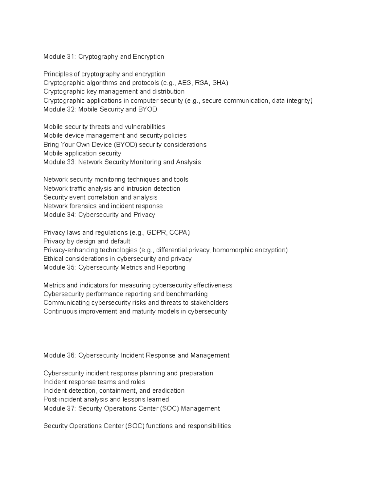 Computer Security Management (CIS 424) #3 - Module 31: Cryptography and Encryption Principles of ...