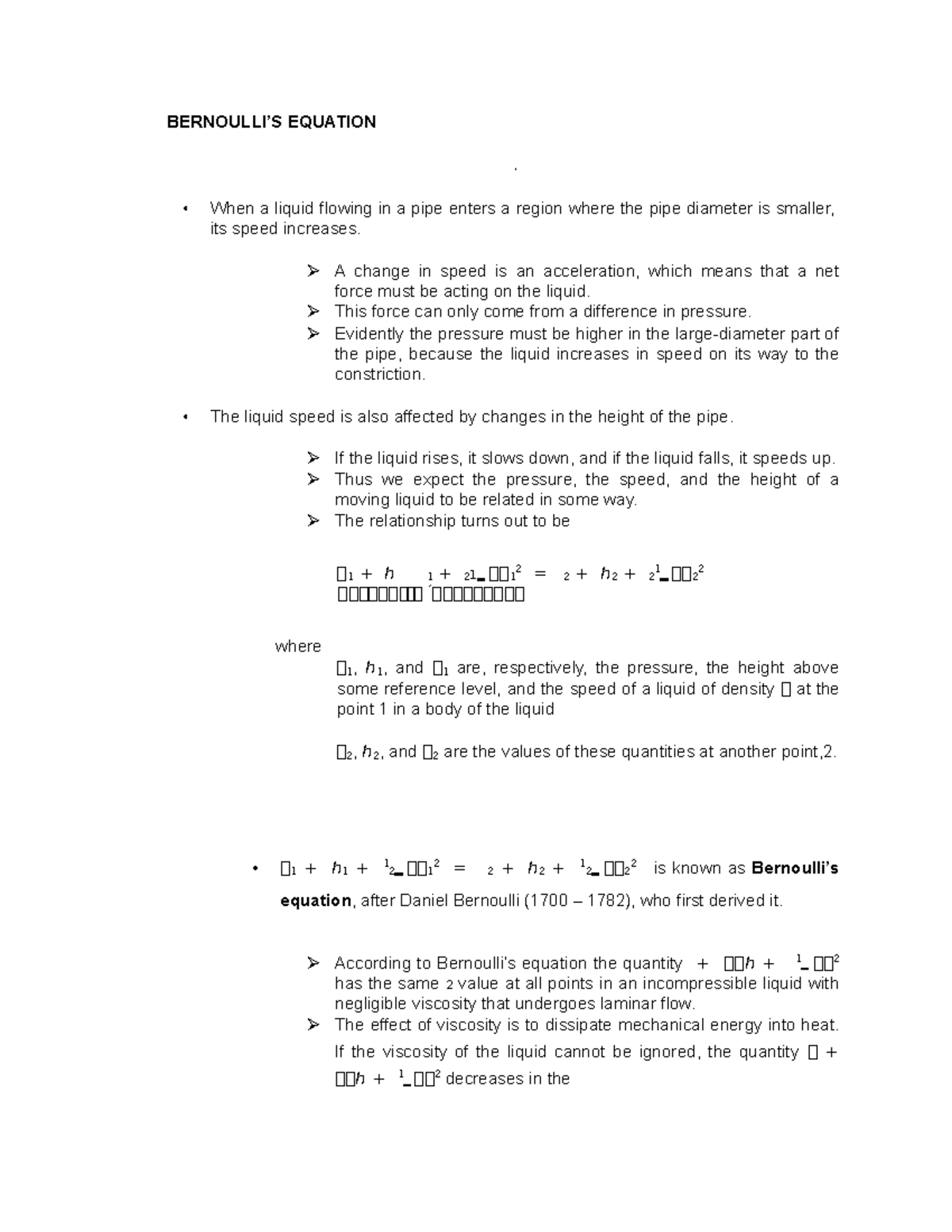 IM-27 Physics for Engineers - BERNOULLI’S EQUATION . When a liquid ...