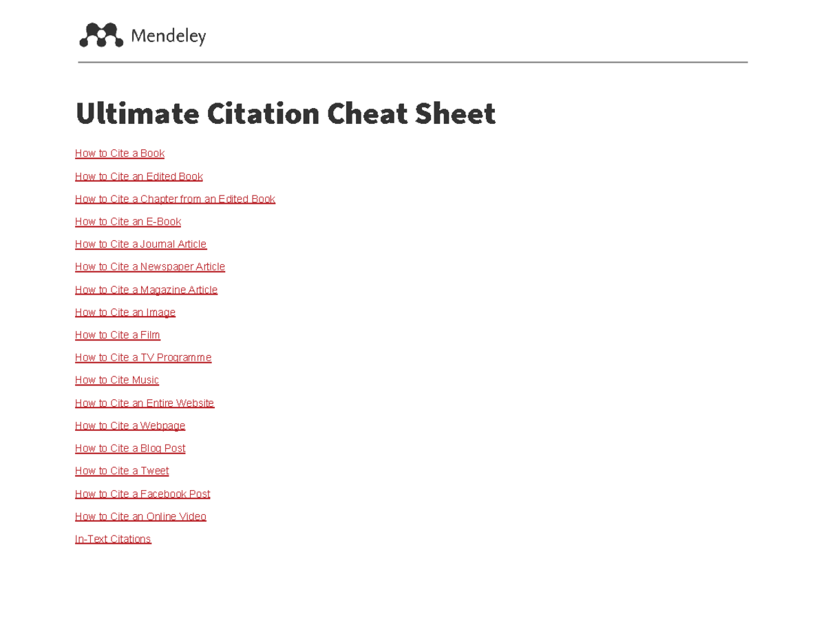 Citation Cheat Sheet - This includes information on how to site a book ...