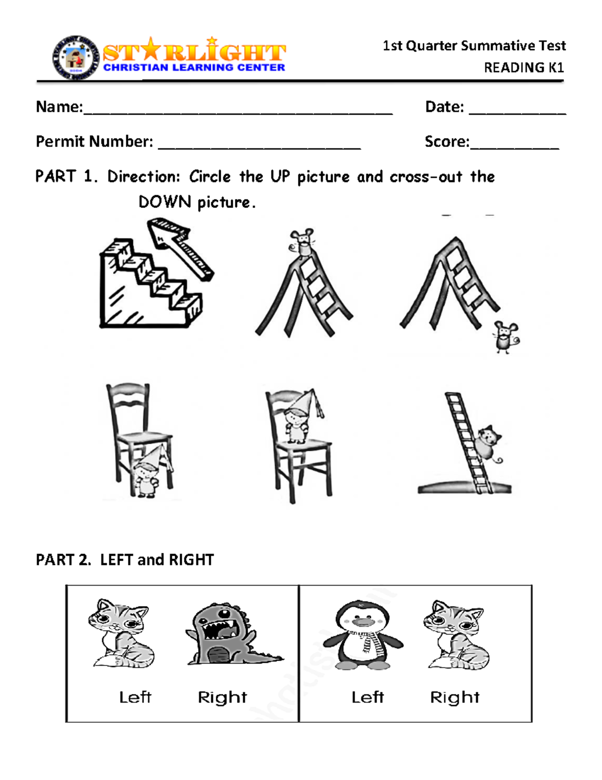 1ST Quarter Summative TEST '21 ( Reading K1) - 1st Quarter Summative ...