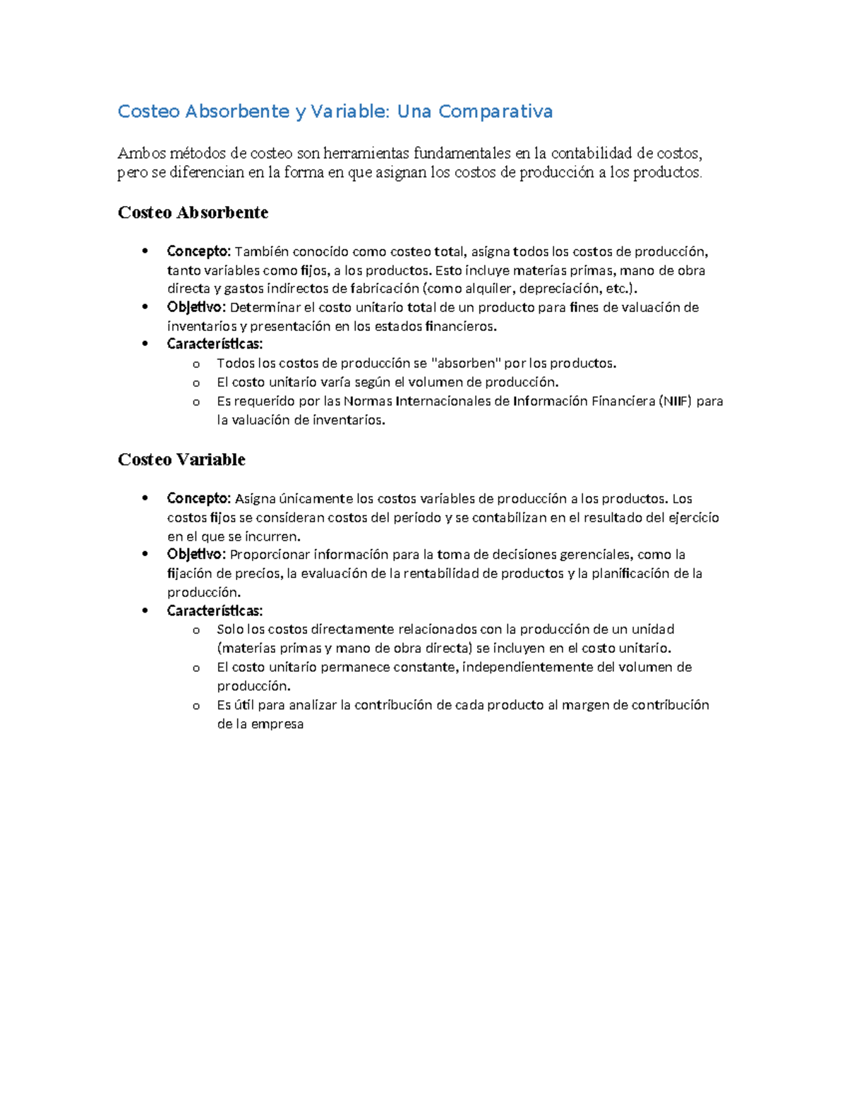 Costeo Absorbente y Variable - Costeo Absorbente Concepto: También ...