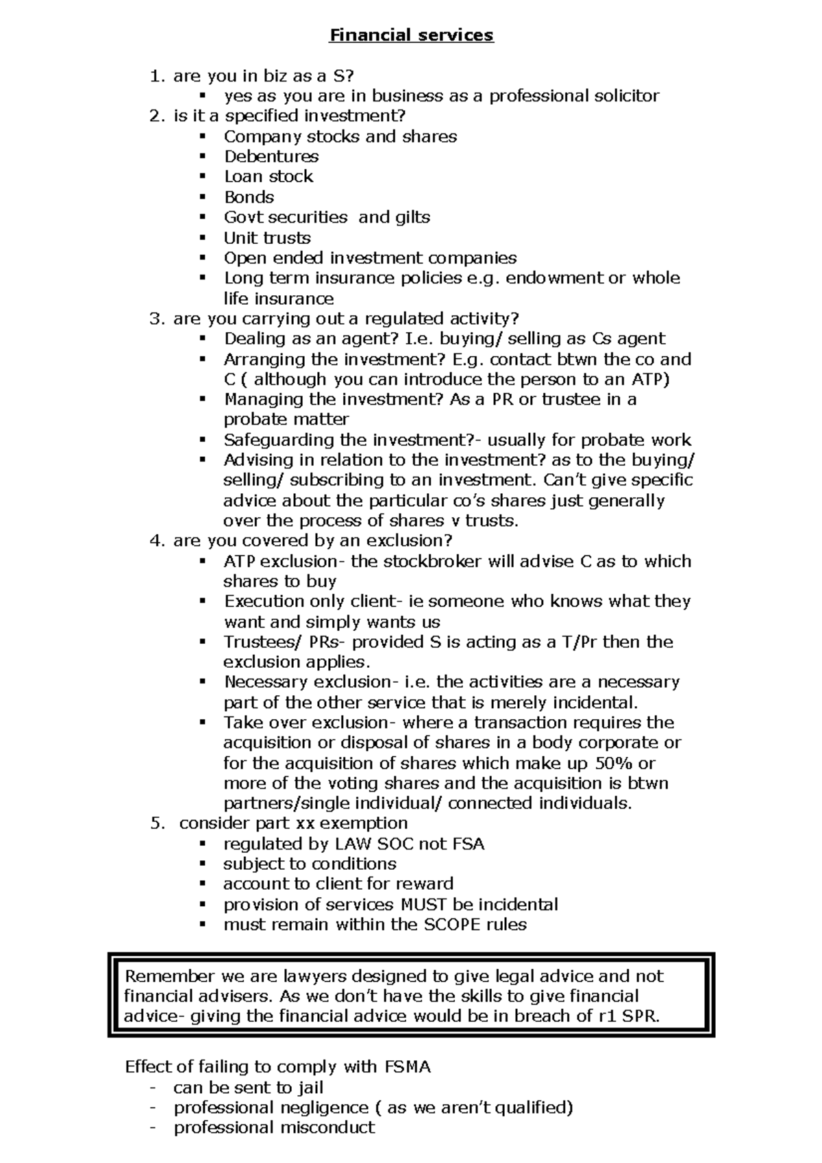 Financialservices - LPC Checklist - Financial services 1. are you in ...