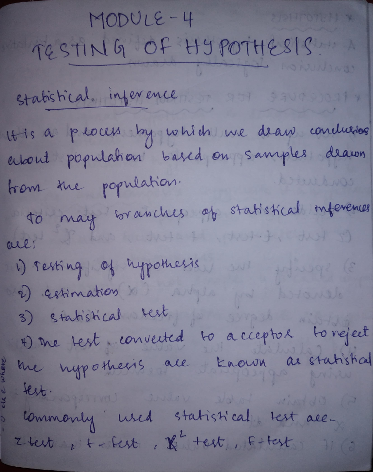 Sem 3 stat module 4 - Notes - MODULE 4 TESTING OF Hy POTHESIS ...