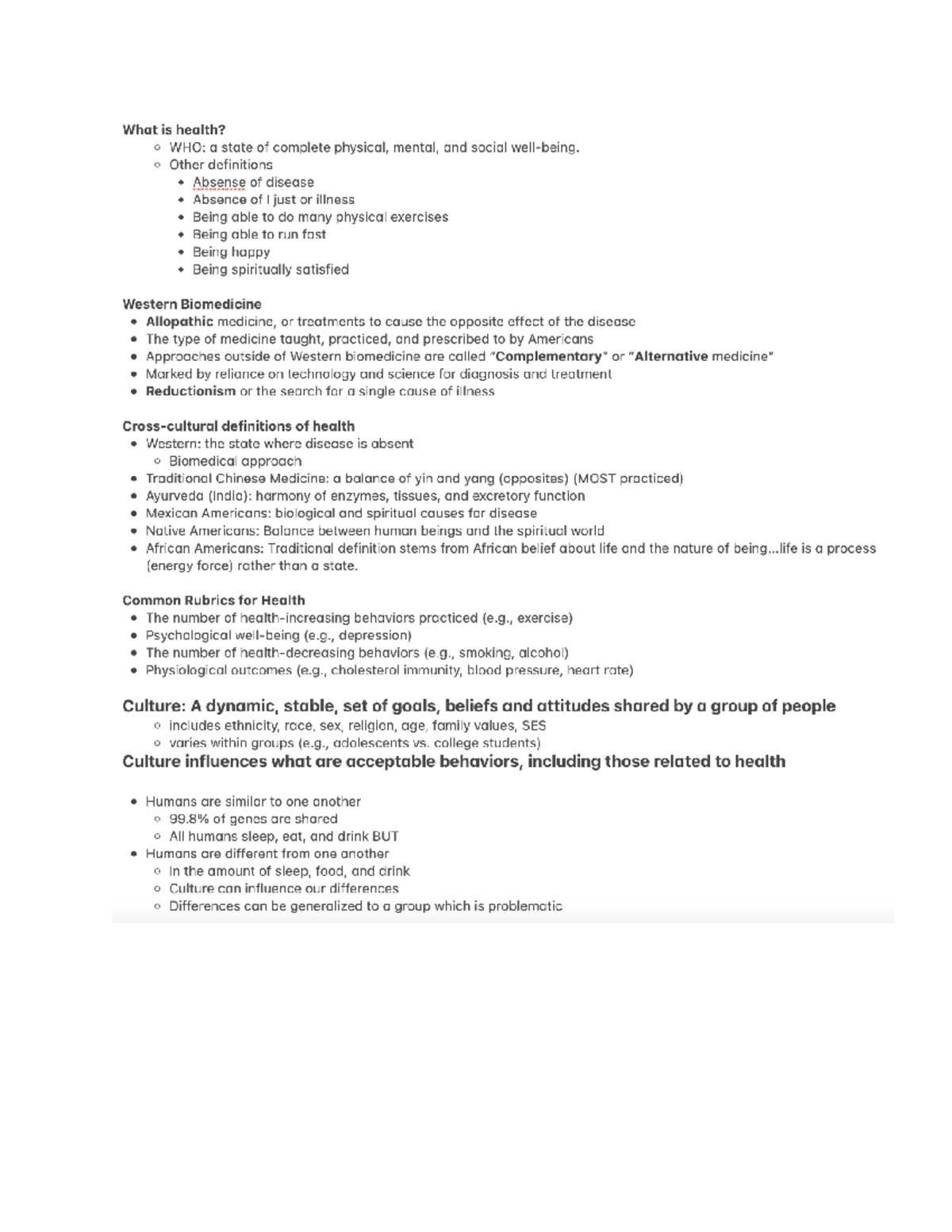 PSYC101 Unit 8- Health Psychology - What is health? WHO: a state of ...