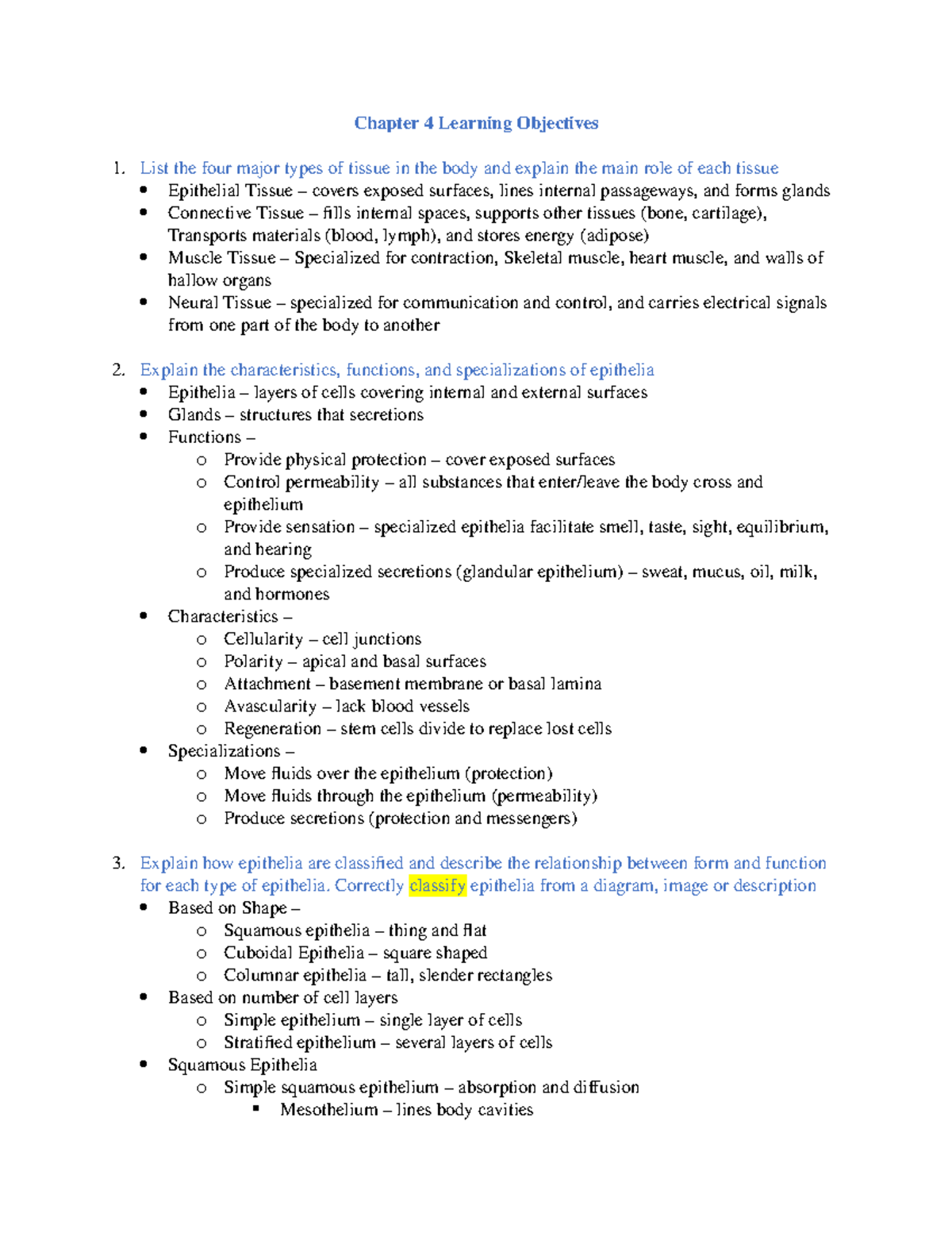 Chapter 4 Learning Objectives - Chapter 4 Learning Objectives List the ...