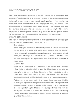 Ch 3 - Employees - Labour Law - Chapter 3: The employment relationship ...