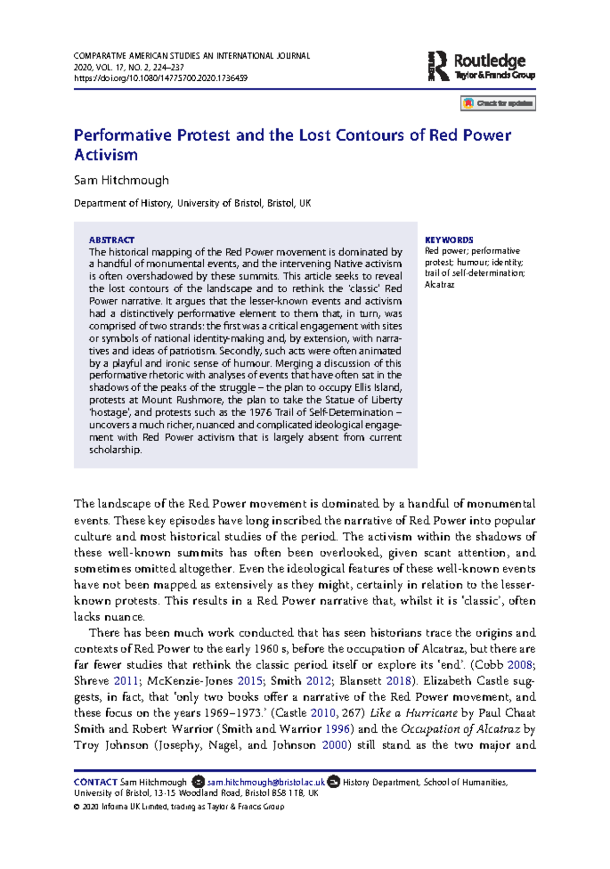 Performative Protest and the Lost Contours of Red Power Activism ...