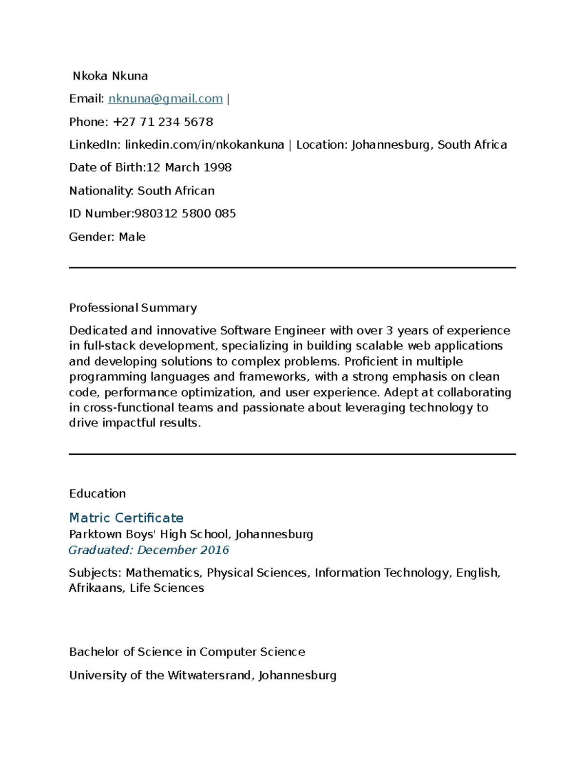 Document (12) - Lo work - Nkoka Nkuna Email: nknuna@gmail | Phone: +27 ...