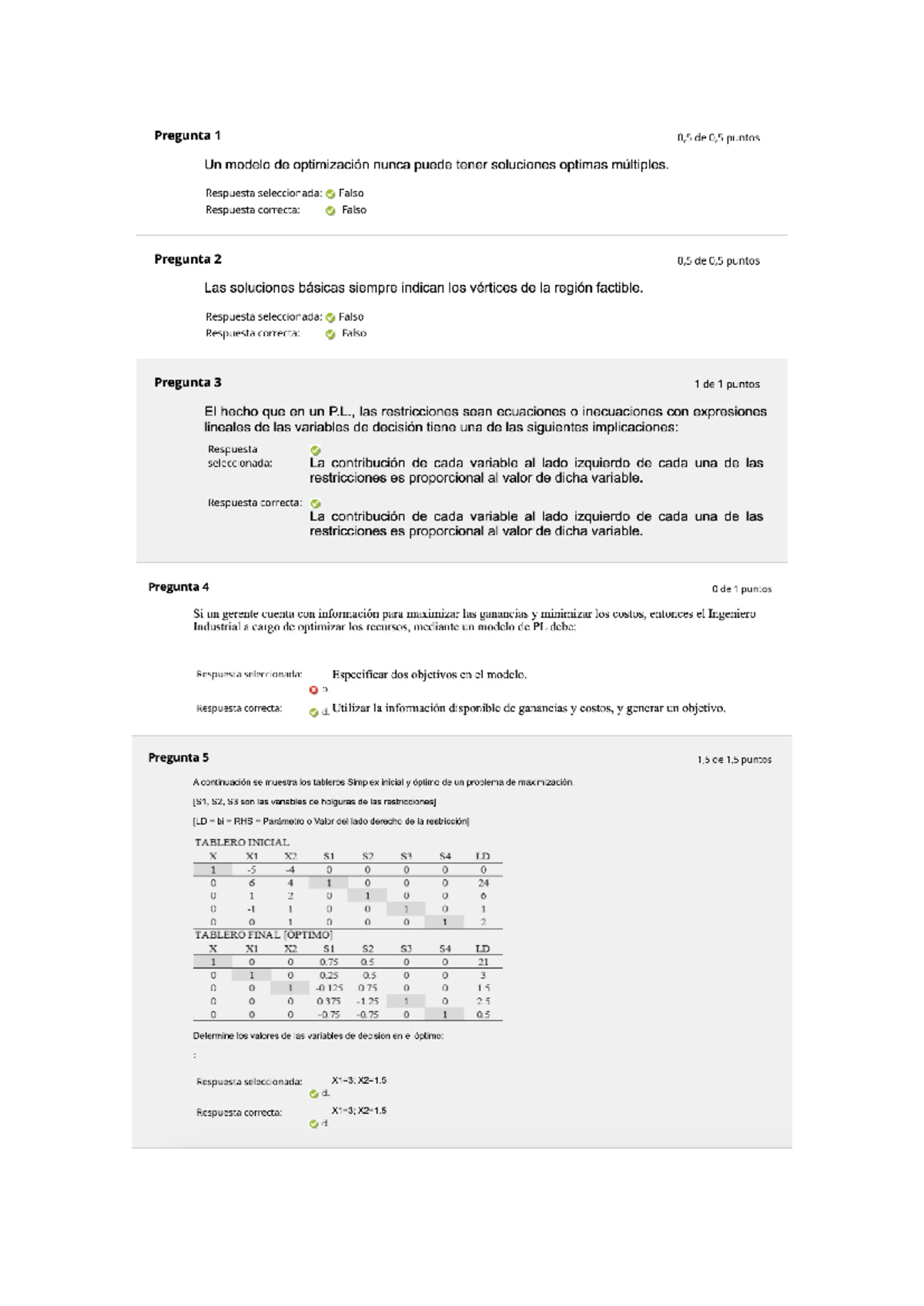 QUIZ´S IOP 1 TODO - QUIZZ - Pregunta 1 0,5 de 0,5 puntos Un modelo de optimización nunca puede ...