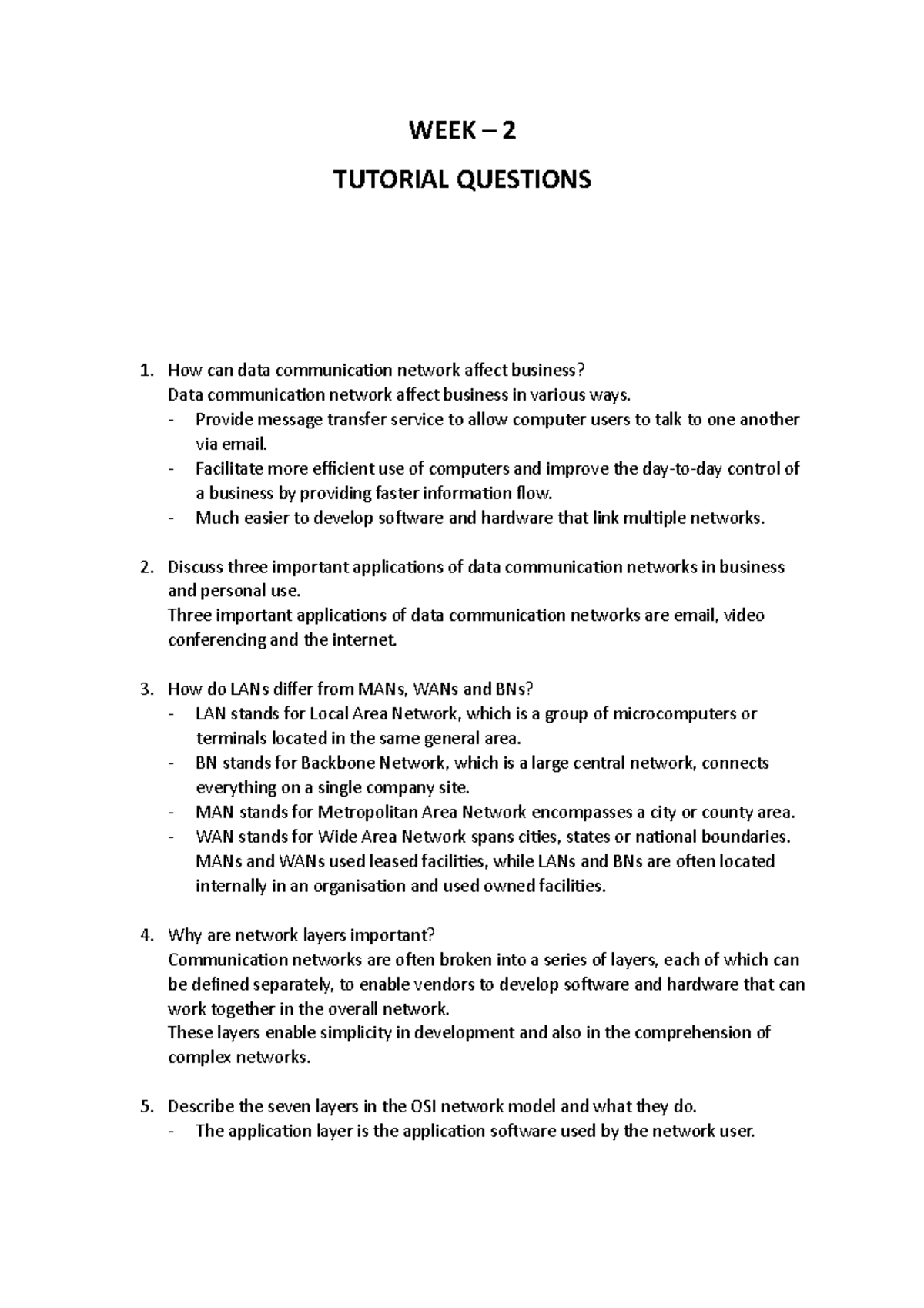 Itech 2301 - week 2 lab - WEEK – 2 TUTORIAL QUESTIONS How can data ...