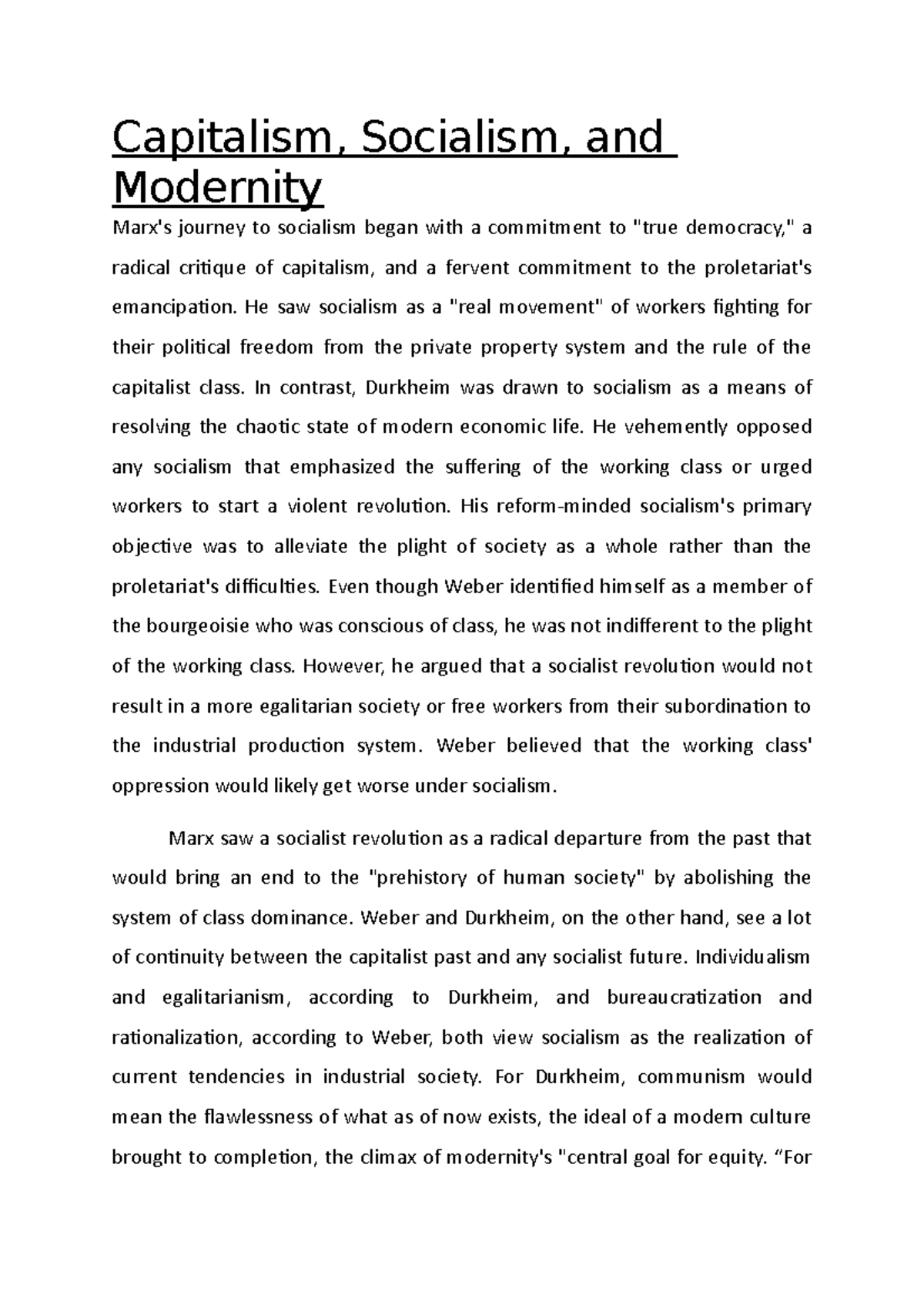 Capitalism, Socialism, and Modernity - Capitalism, Socialism, and ...