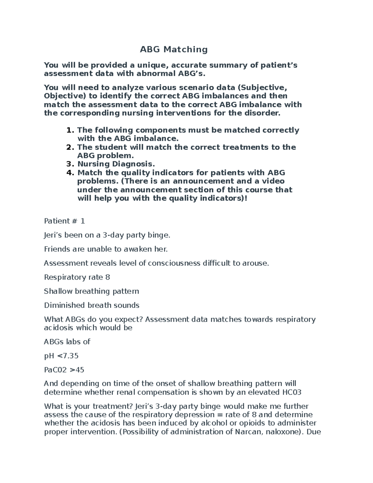 ABG Matching - homework assignment - ABG Matching You will be provided ...