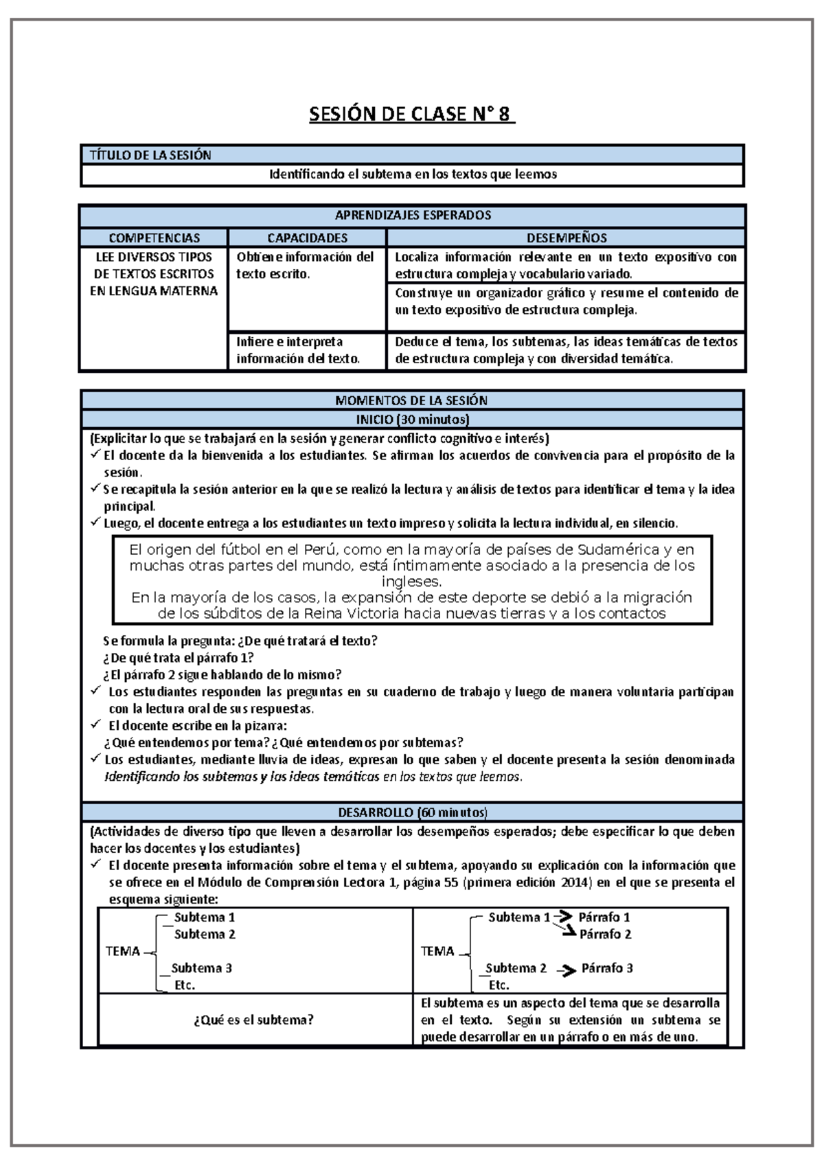 Sesión DE Clase N°8 - sesiones - SESIÓN DE CLASE N° 8 TÍTULO DE LA ...