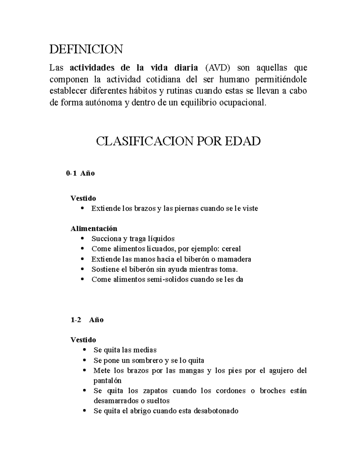 Avd - actividades de la vida diaria - DEFINICION Las actividades de la ...