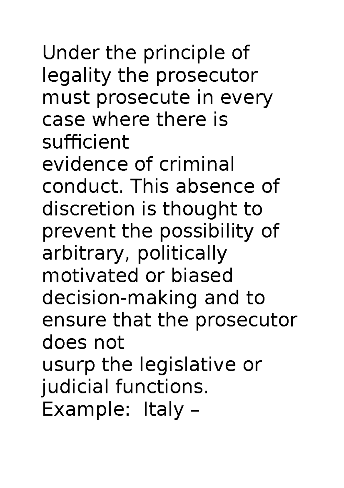 Seminar 1 Notes - Under the principle of legality the prosecutor must ...