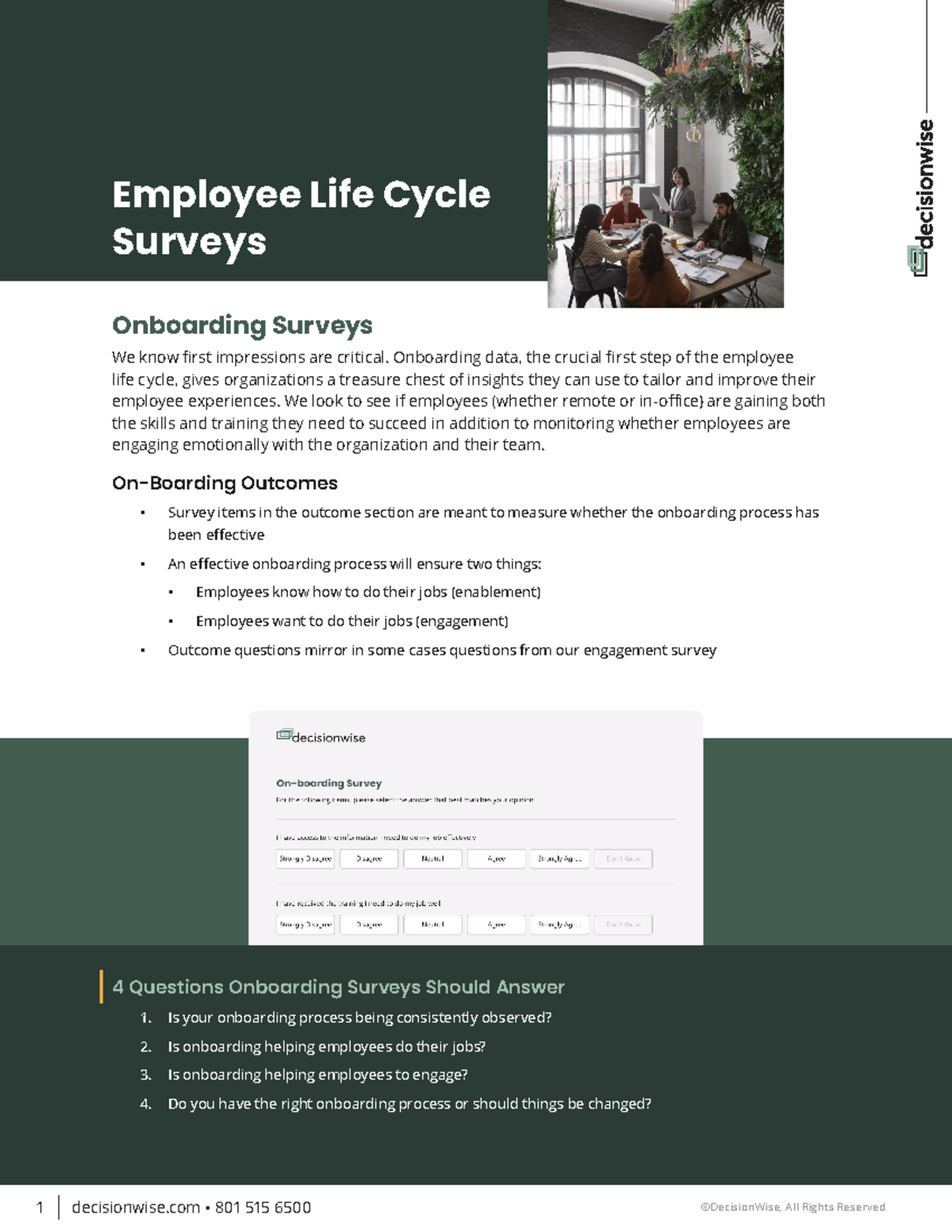 Decision Wise Life Cycle Sample Survey - Employee Life Cycle Surveys ...