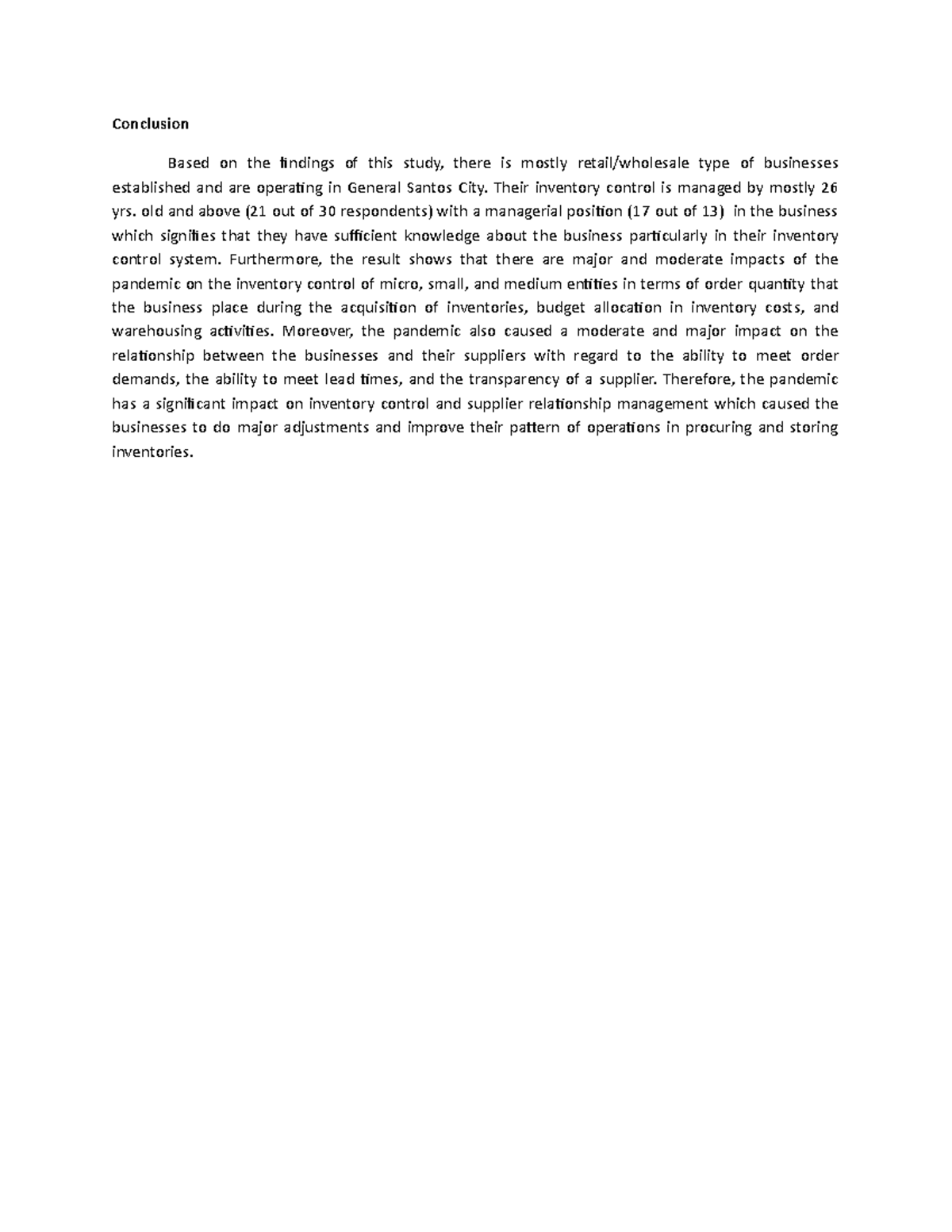 Inventory management conclusion - BS Economics - MSU Main - Studocu