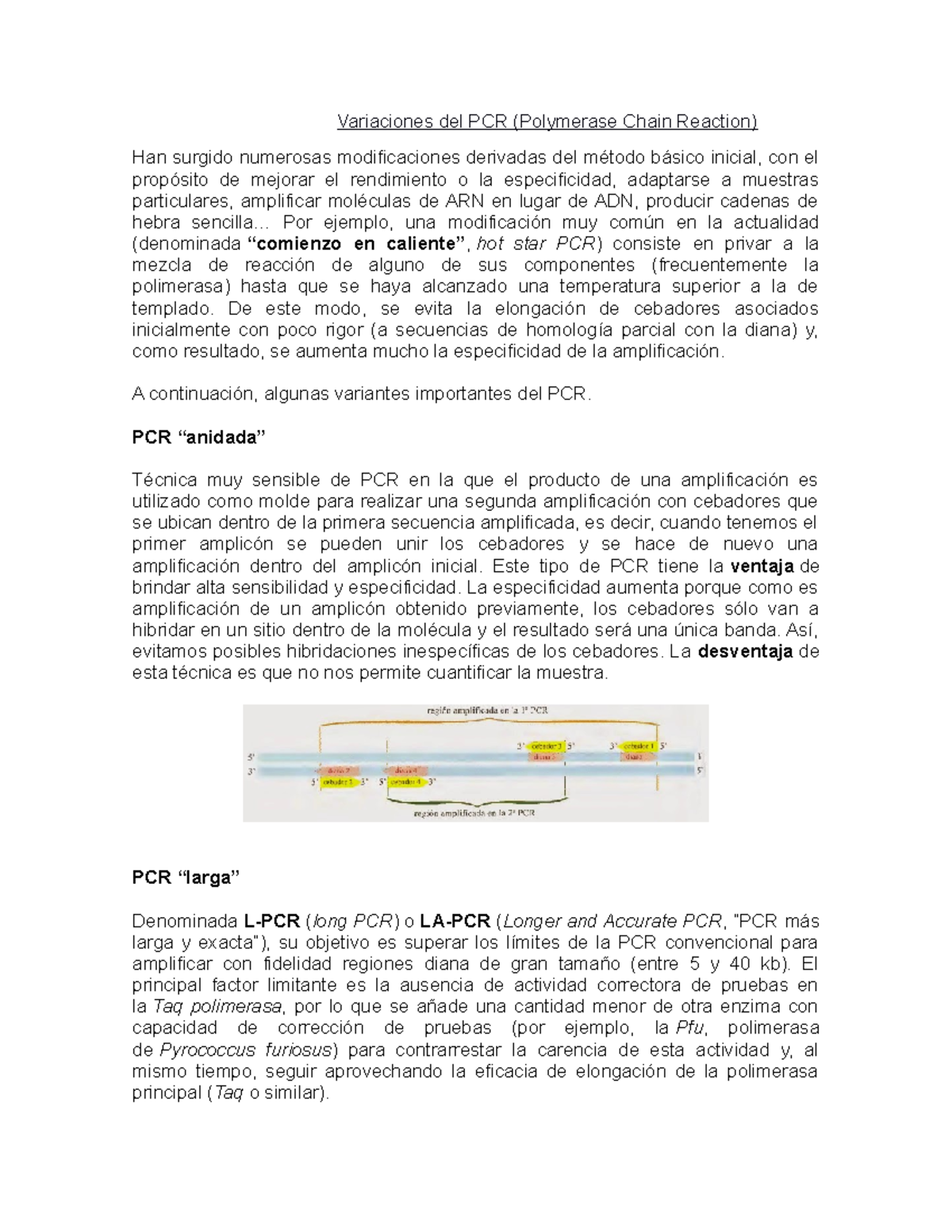 Variaciones del PCR - Resumen de las variantes más frecuentes de la PCR ...