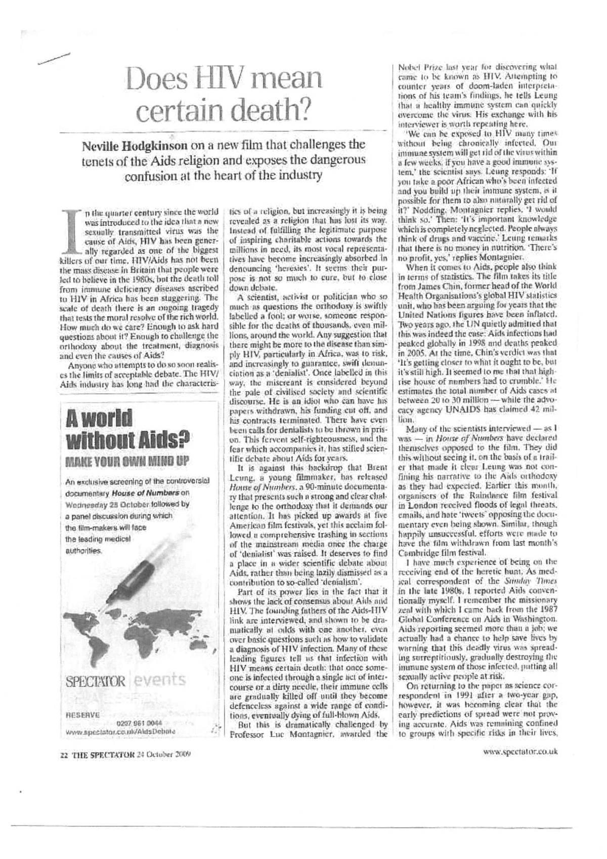 HIV Article Spectator-2 - PY4020 - Studocu