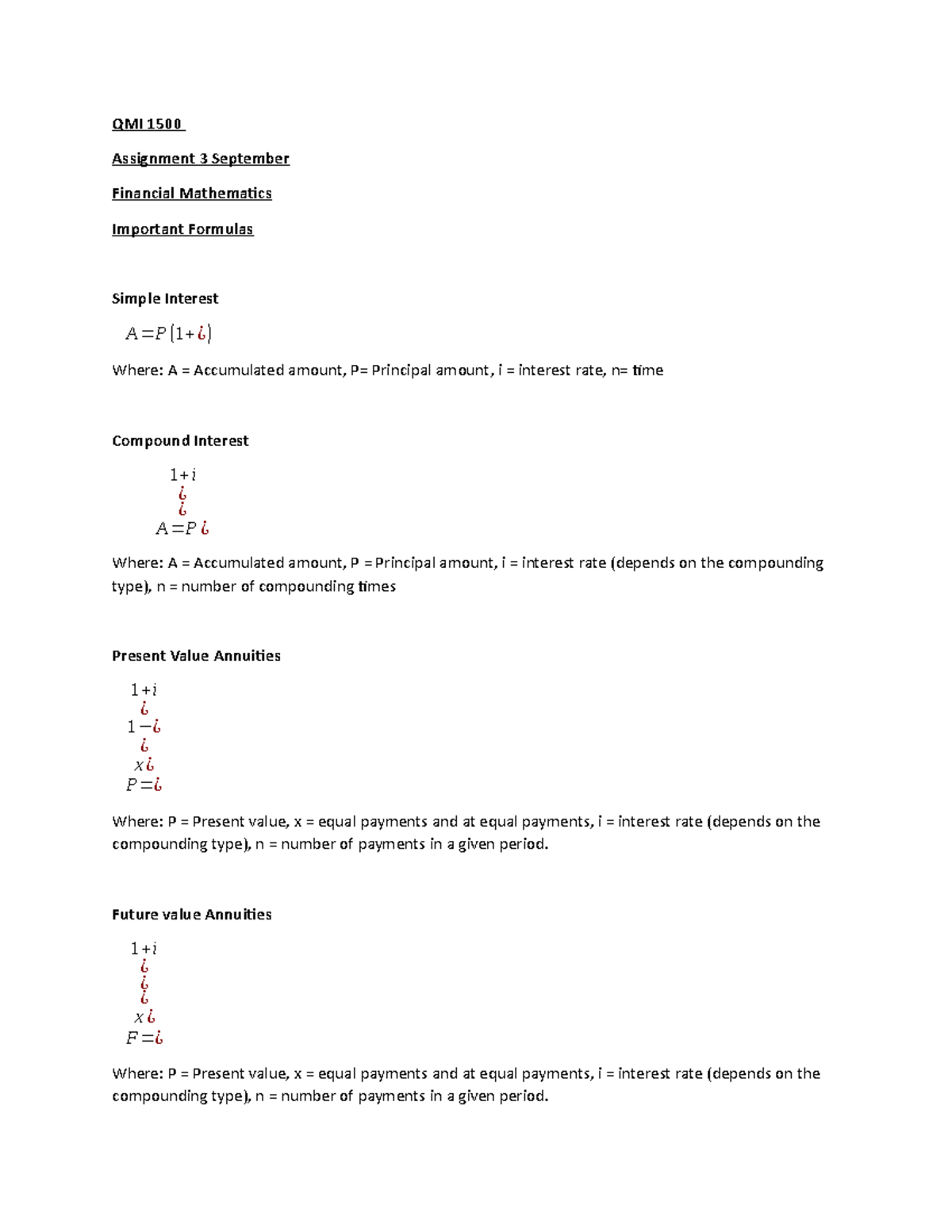 Elementary Quantitative Methods assignment 3 - QMI 1500 Assignment 3 ...