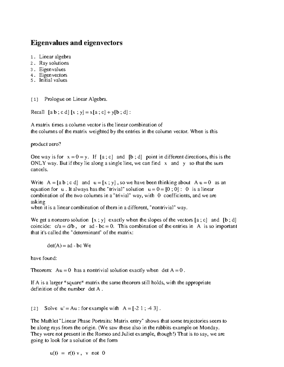Eigenvalues, eigenvectors - Eigenvalues and eigenvectors Linear ...