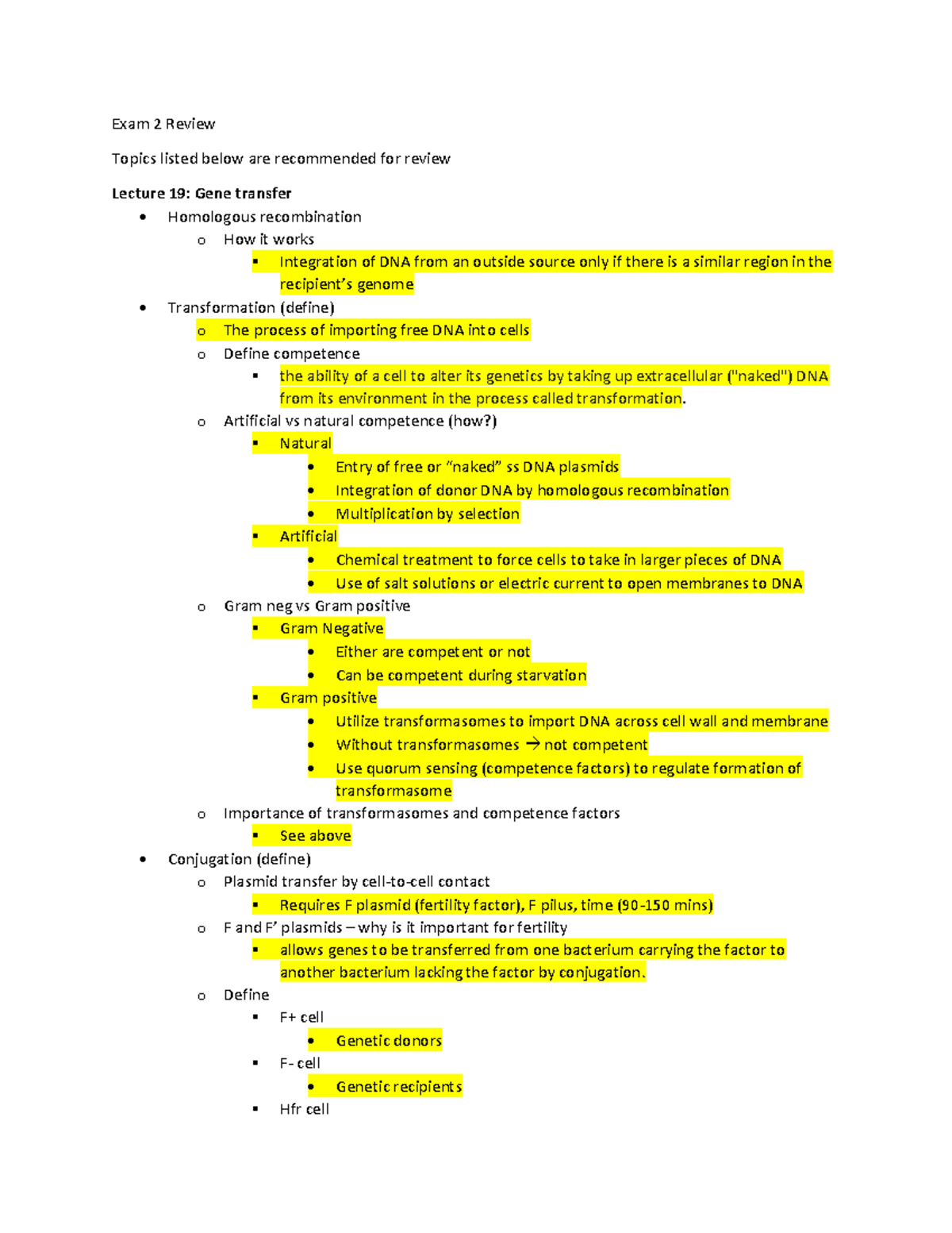 Lecture 19 review pdf - Exam 2 Review Topics listed below are ...