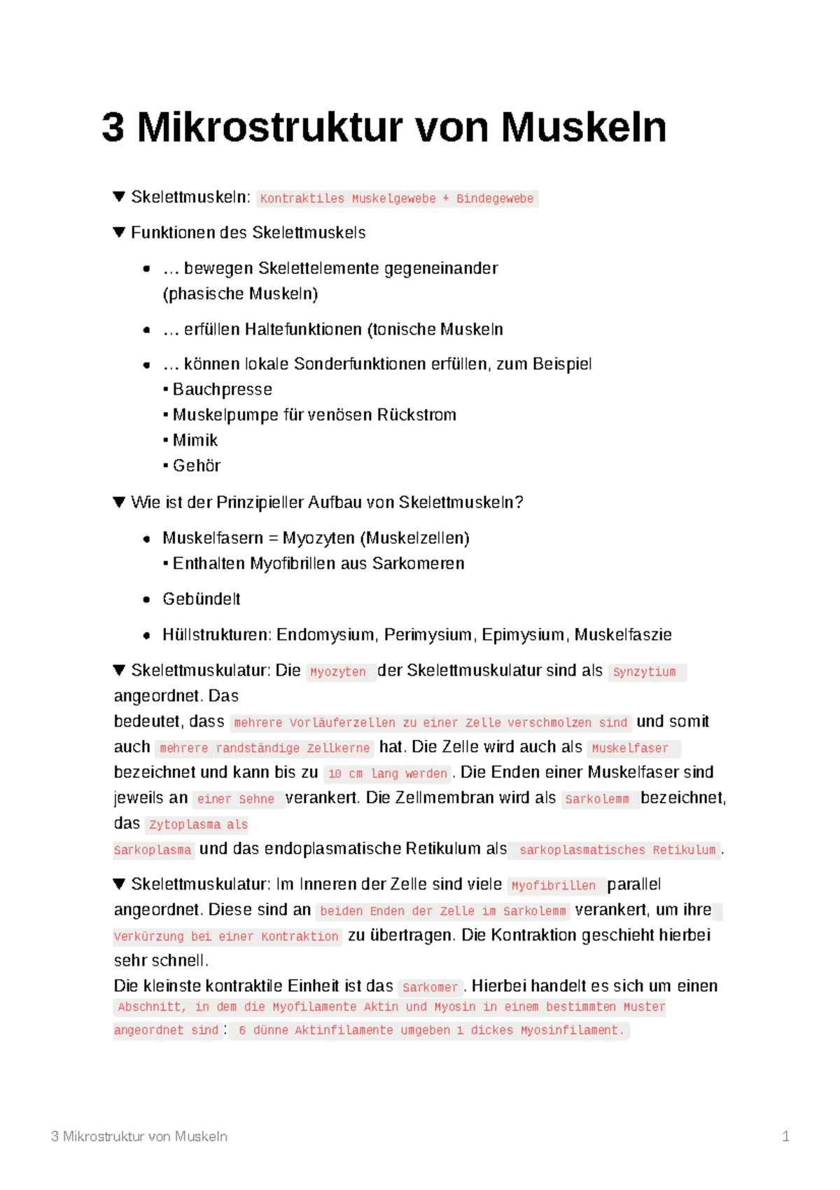 3 Mikrostruktur von Muskeln - .. bewegen Skelettelemente gegeneinander ...