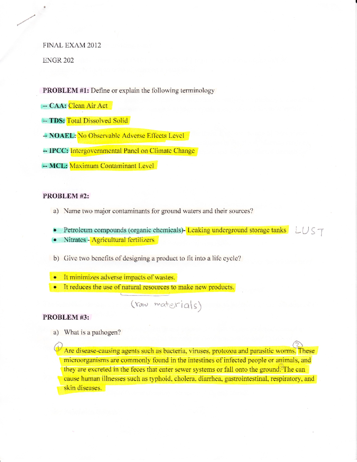 Final Exam Q 2012, questions and answers - ENGR202 - Studocu