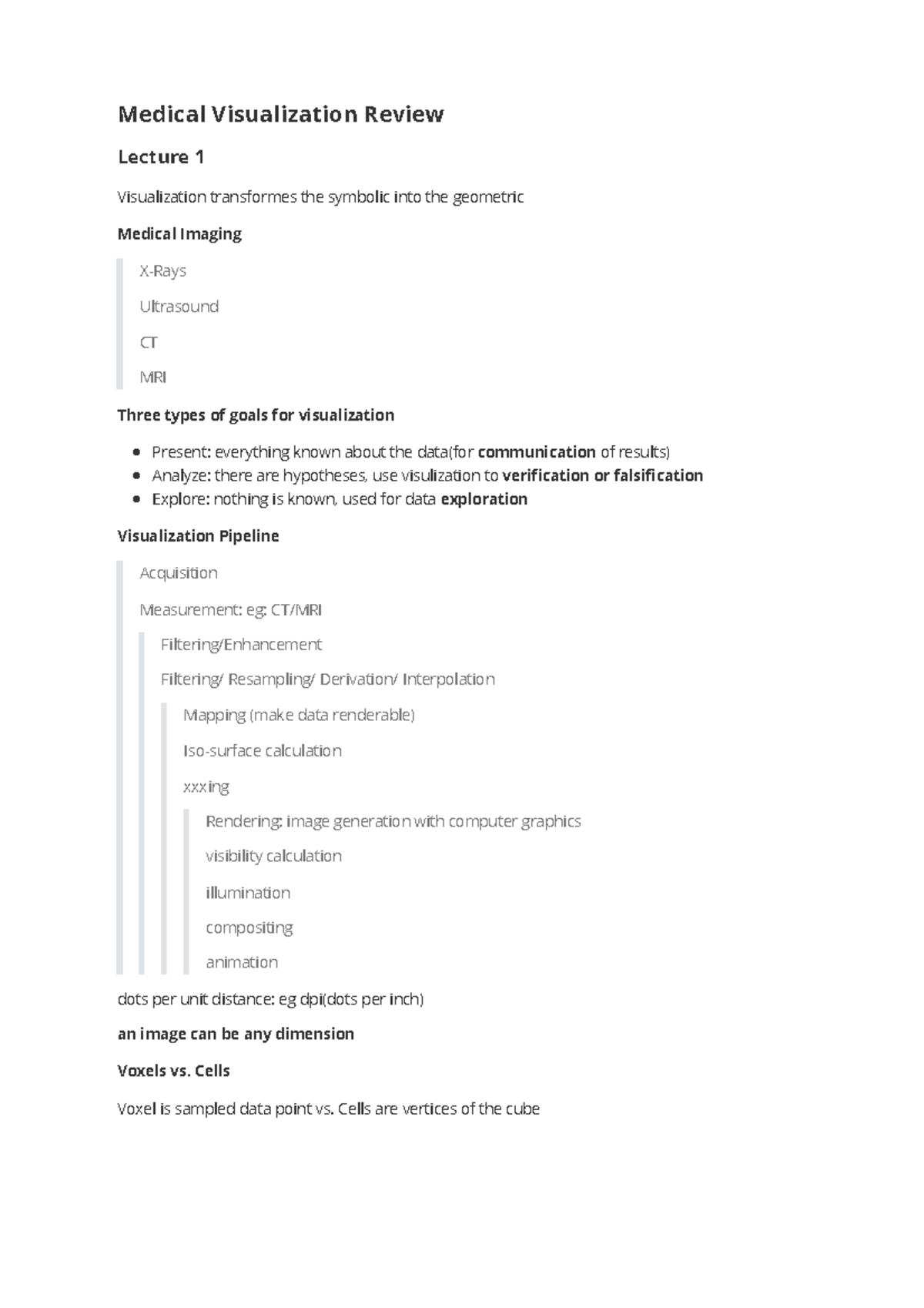 Medical Visualization Review - Medical Visualization Review Lecture 1 ...