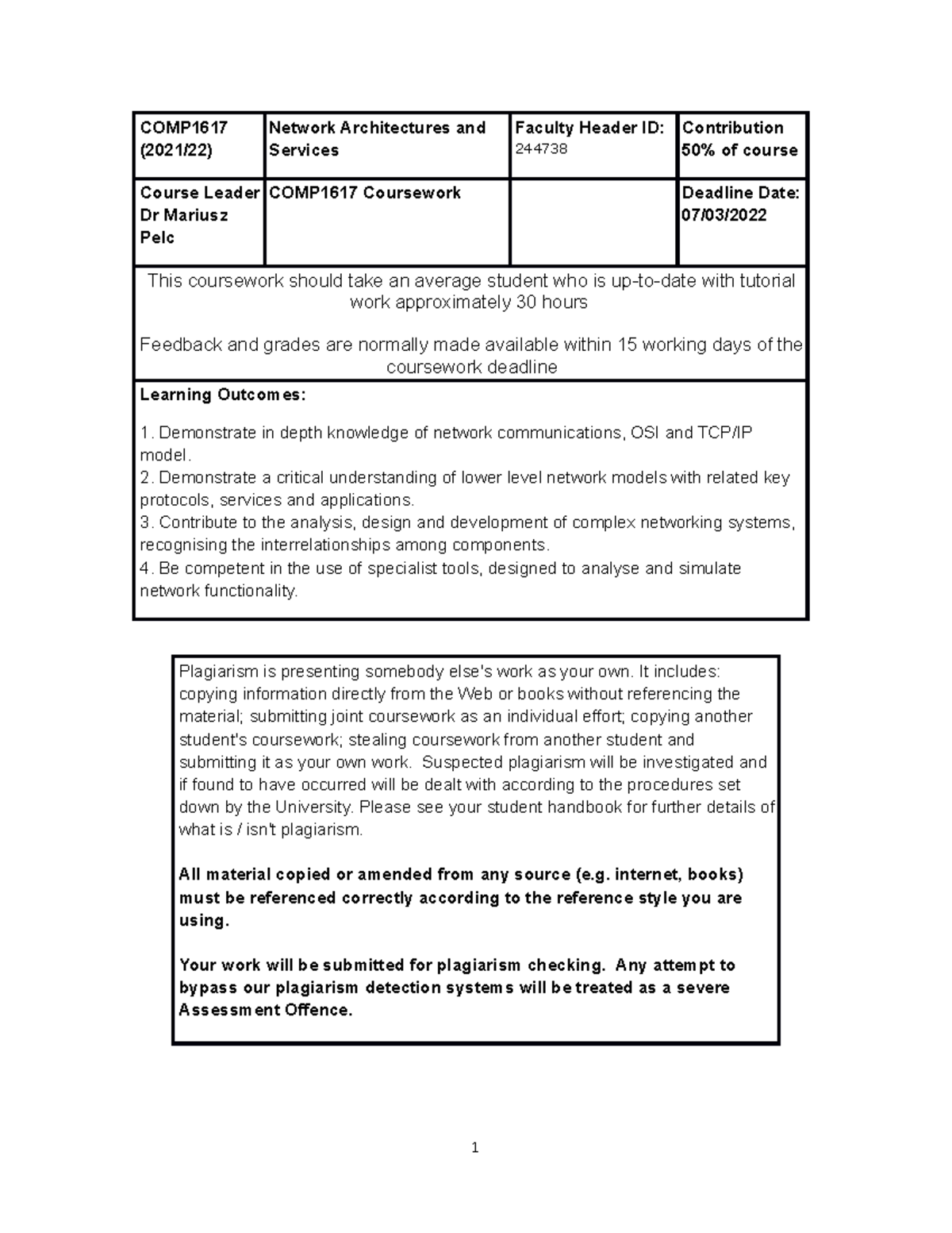 CW COMP1617 2122 May - Coursework resits for the work - covering all ...