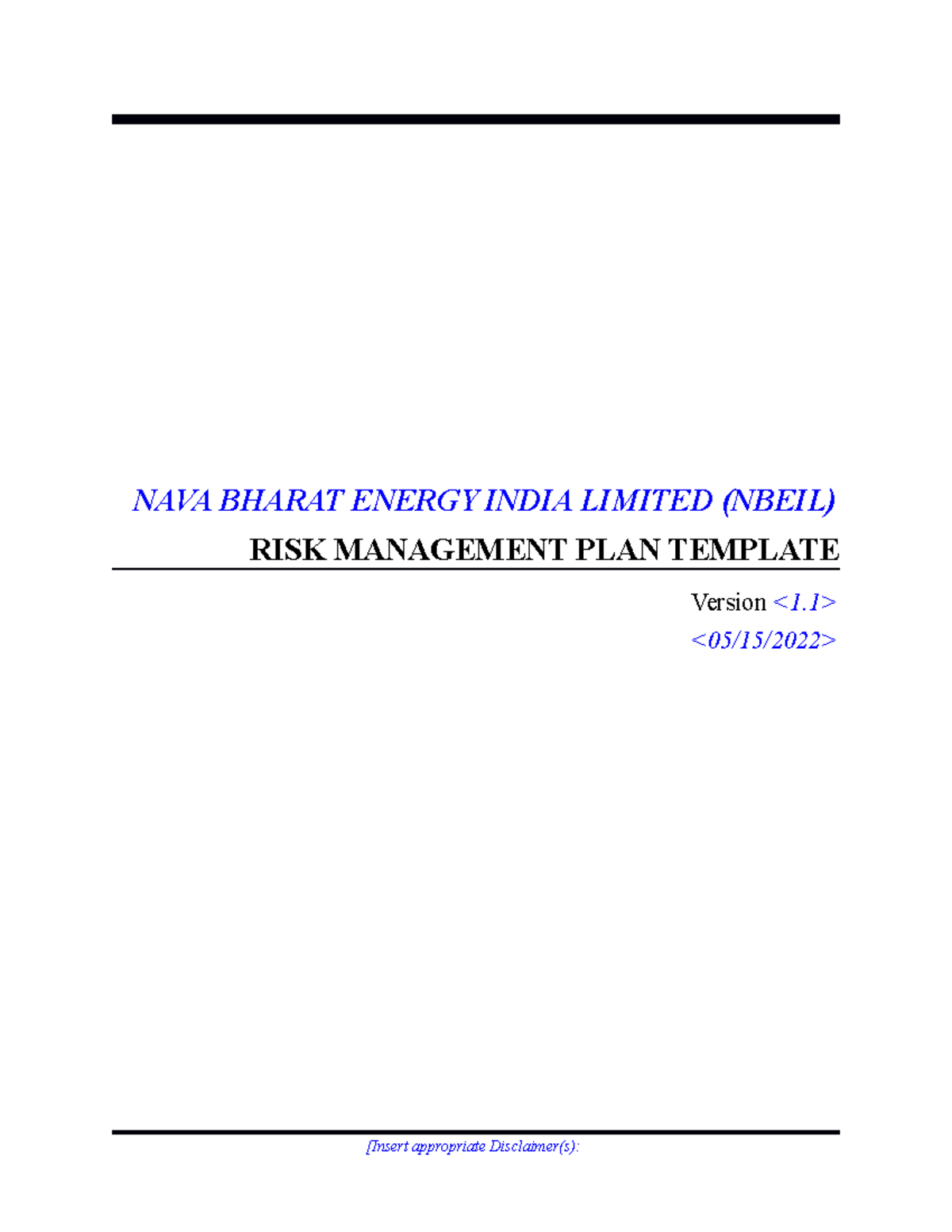 PJM6015 Risk Management Plan Template 2020-2021 - NAVA BHARAT ENERGY ...