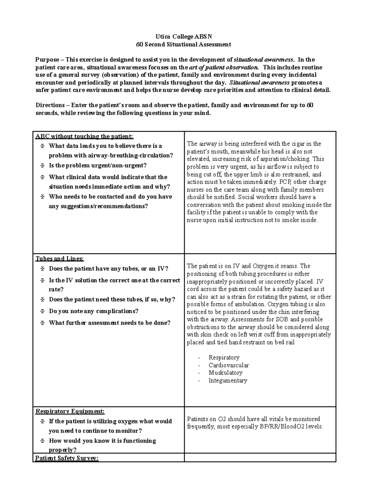 60 second assessment Lab1 Assignment - Utica College ABSN 60 Second ...