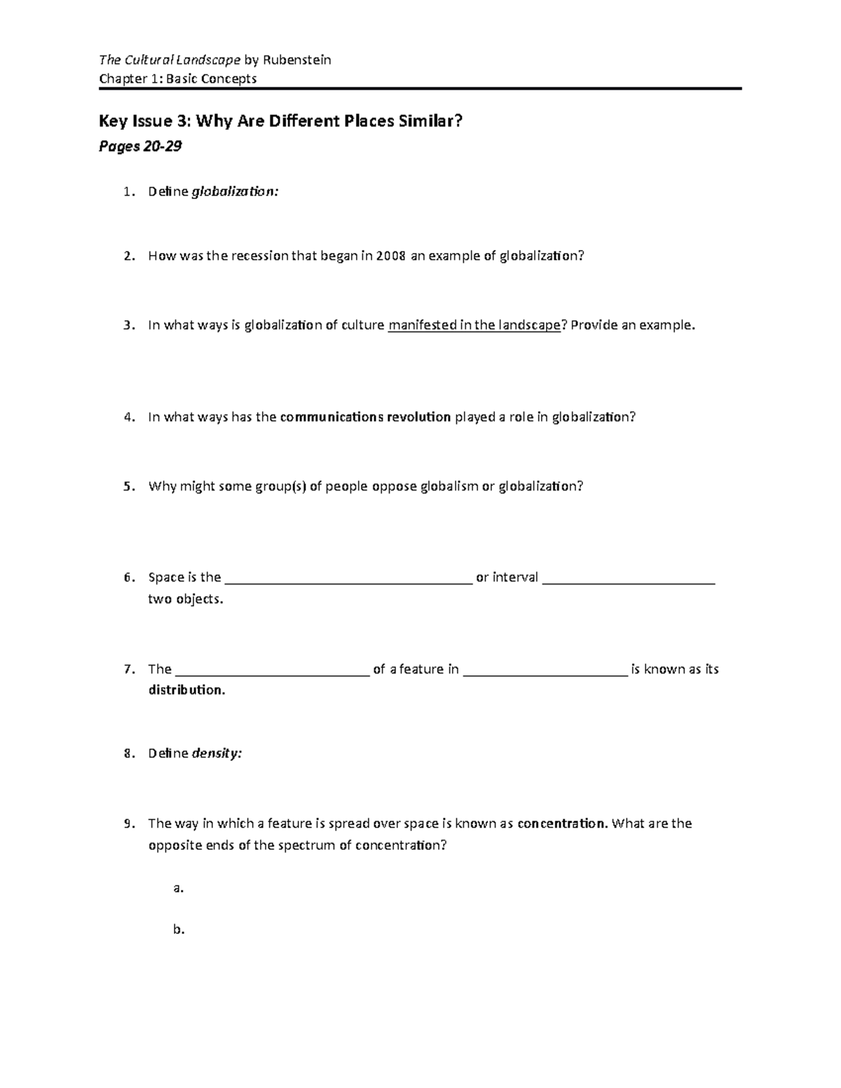 1 Basic Concepts - Key Issue 3 Reading Guide - The Cultural Landscape ...