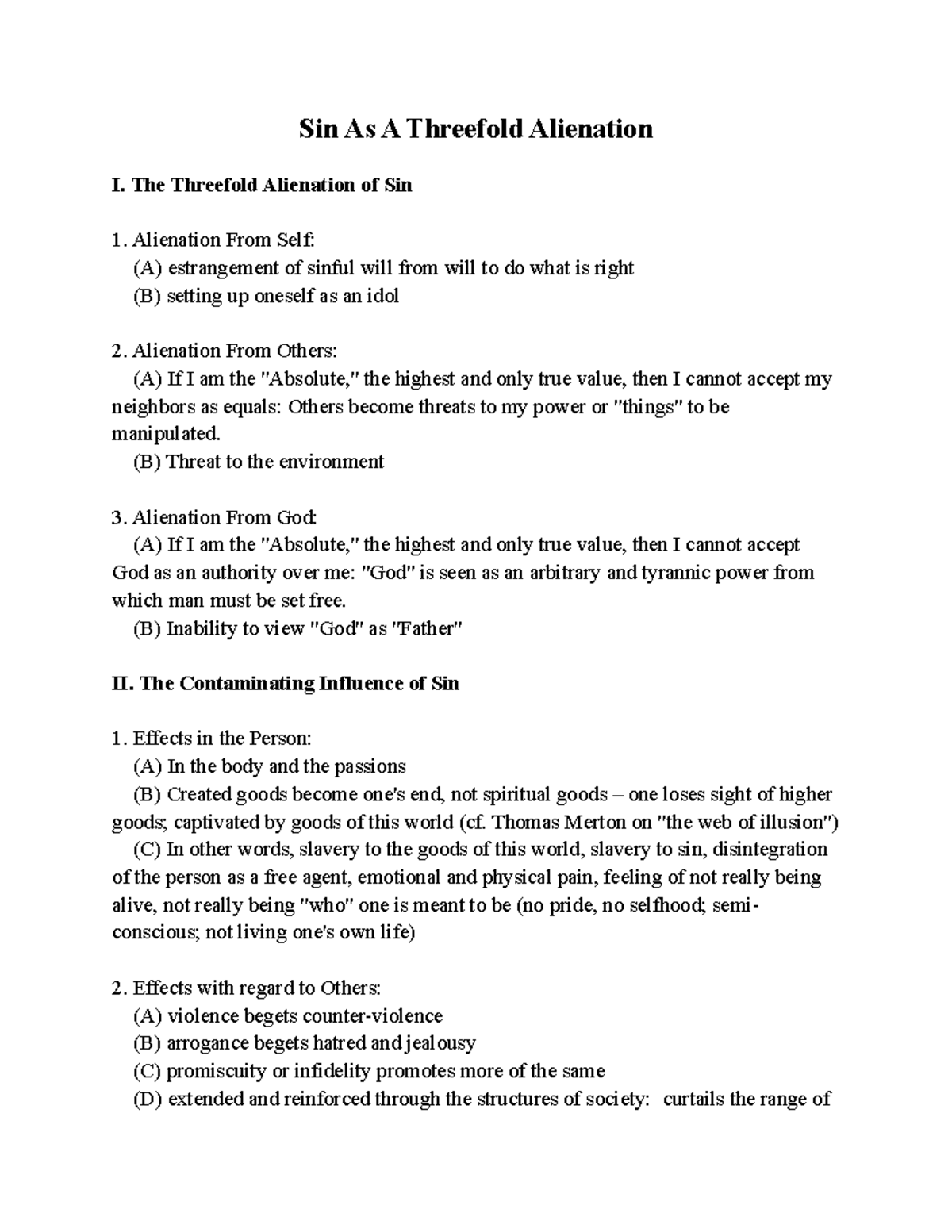 Sin As A Threefold Alienation - The Threefold Alienation of Sin ...