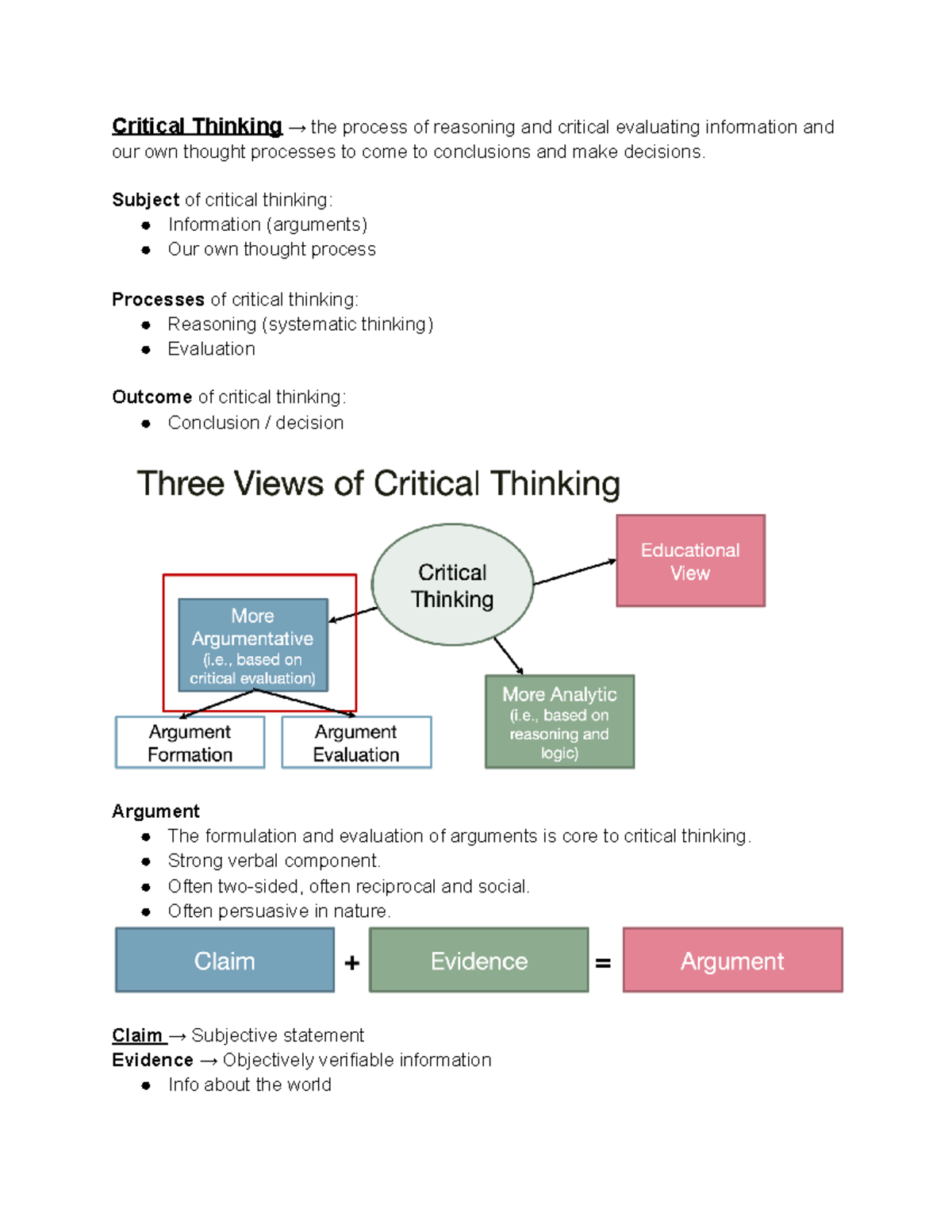Critical Thinking Ed Psych - Critical Thinking → the process of ...