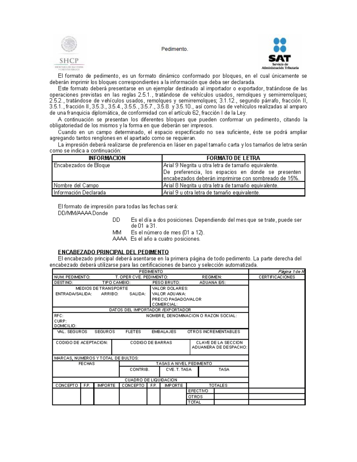 Formato-Pedimento-Aduanal - El formato de pedimento, es un formato ...