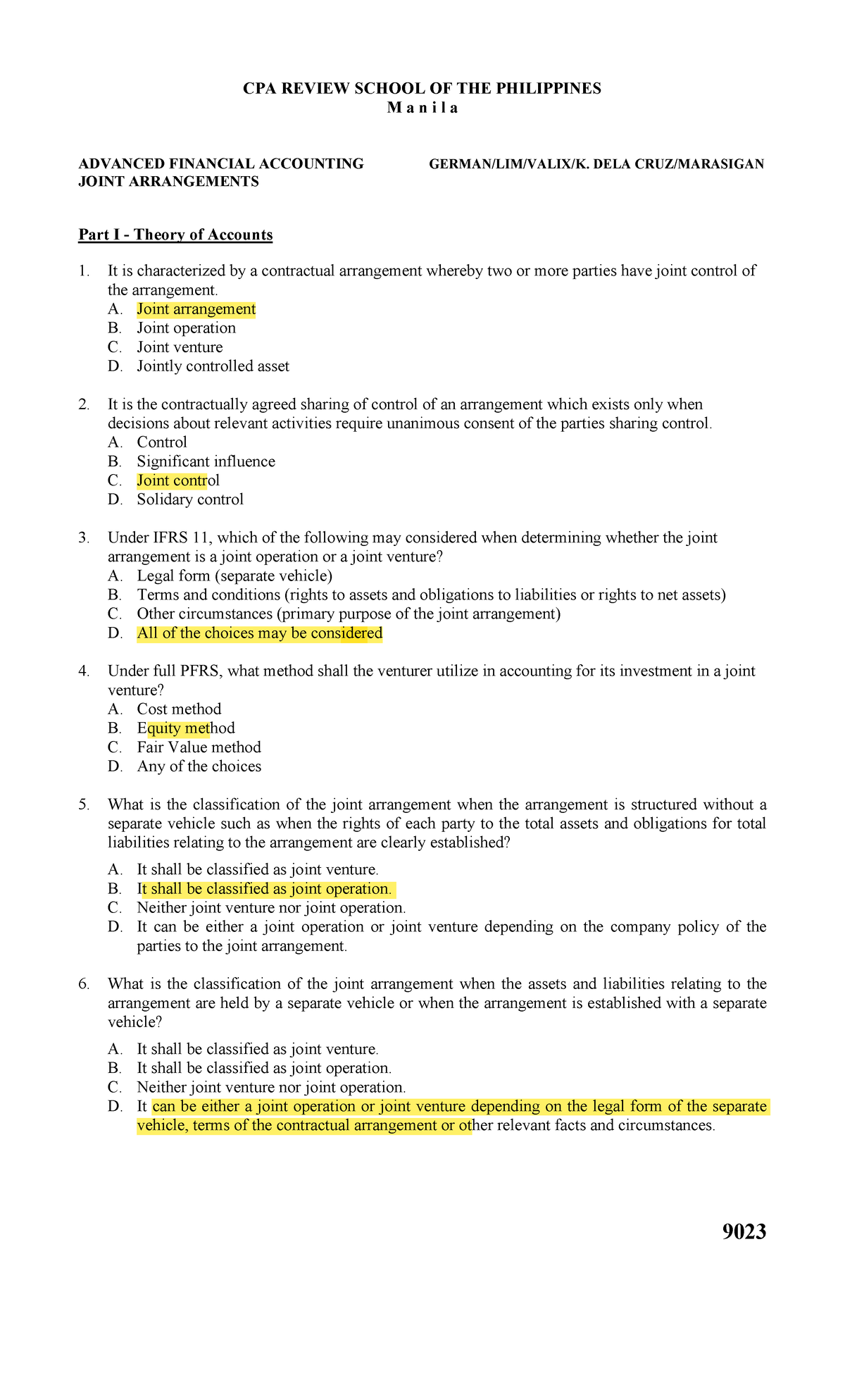 Scribd.vdownloaders.com 9023-joint-arrangement - CPA REVIEW SCHOOL OF ...