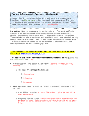 Module 3 View and Reflect Worksheet - Studocu