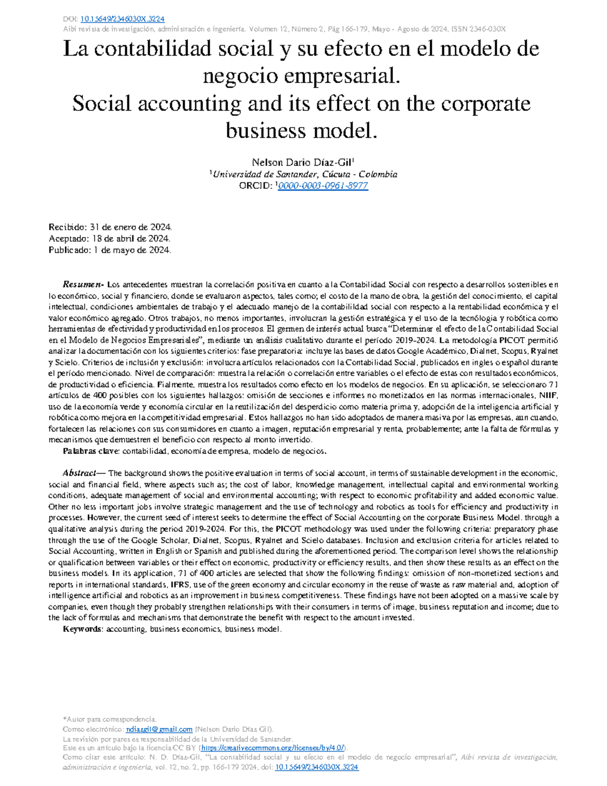La contabilidad social y su efecto en el modelo de - DOI: 10/2346030X ...