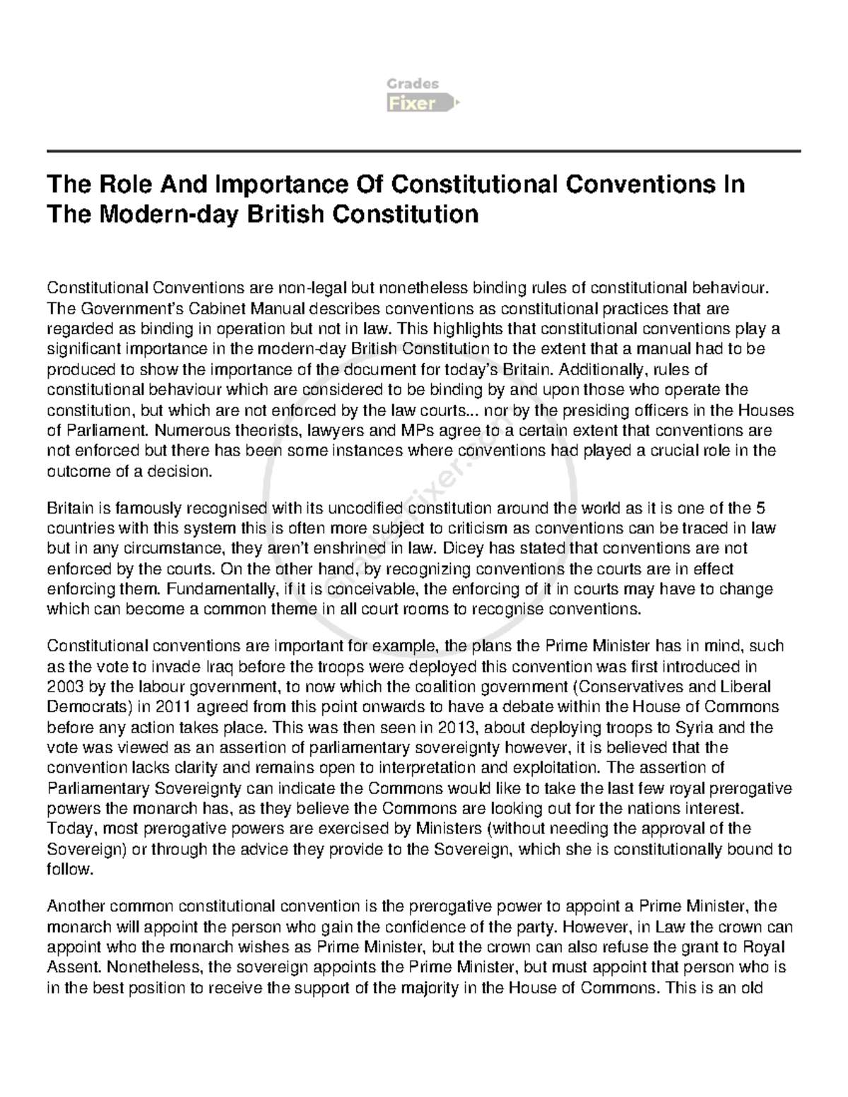 The Role And Importance Of Constitutional Conventions In The Modern-day ...