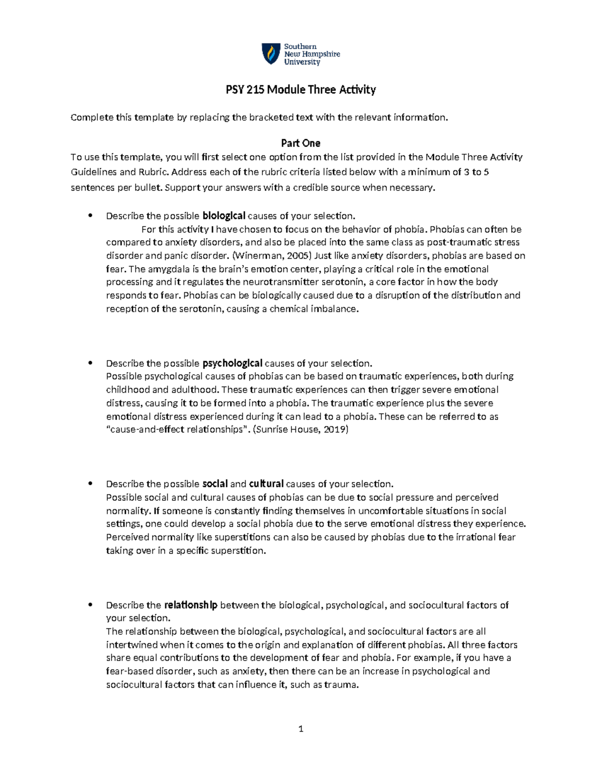 PSY 215 3-2 Module Three Activity - PSY 215 Module Three Activity ...