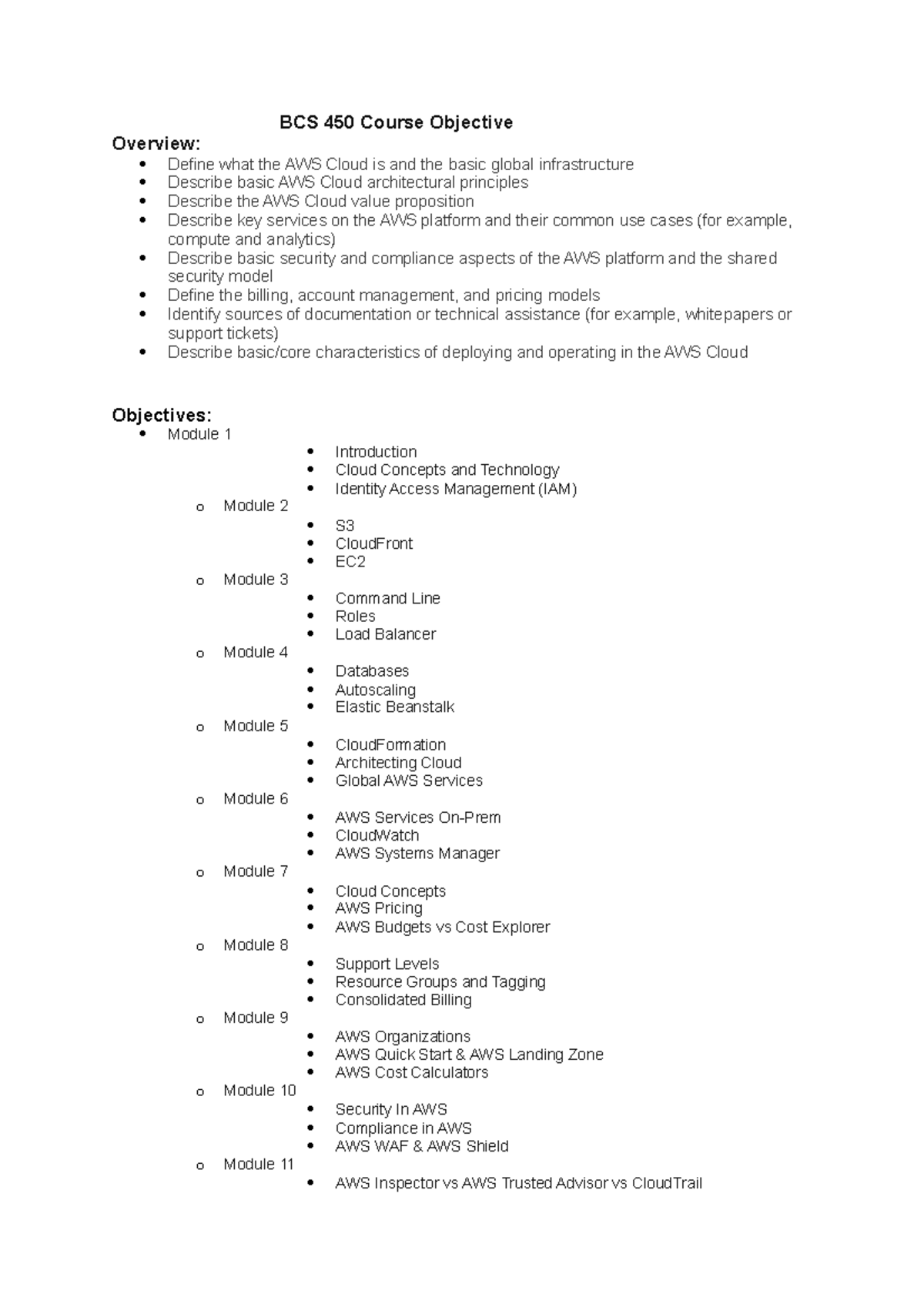 BCS 450 Course Objective - BCS 450 Course Objective Overview: Define ...