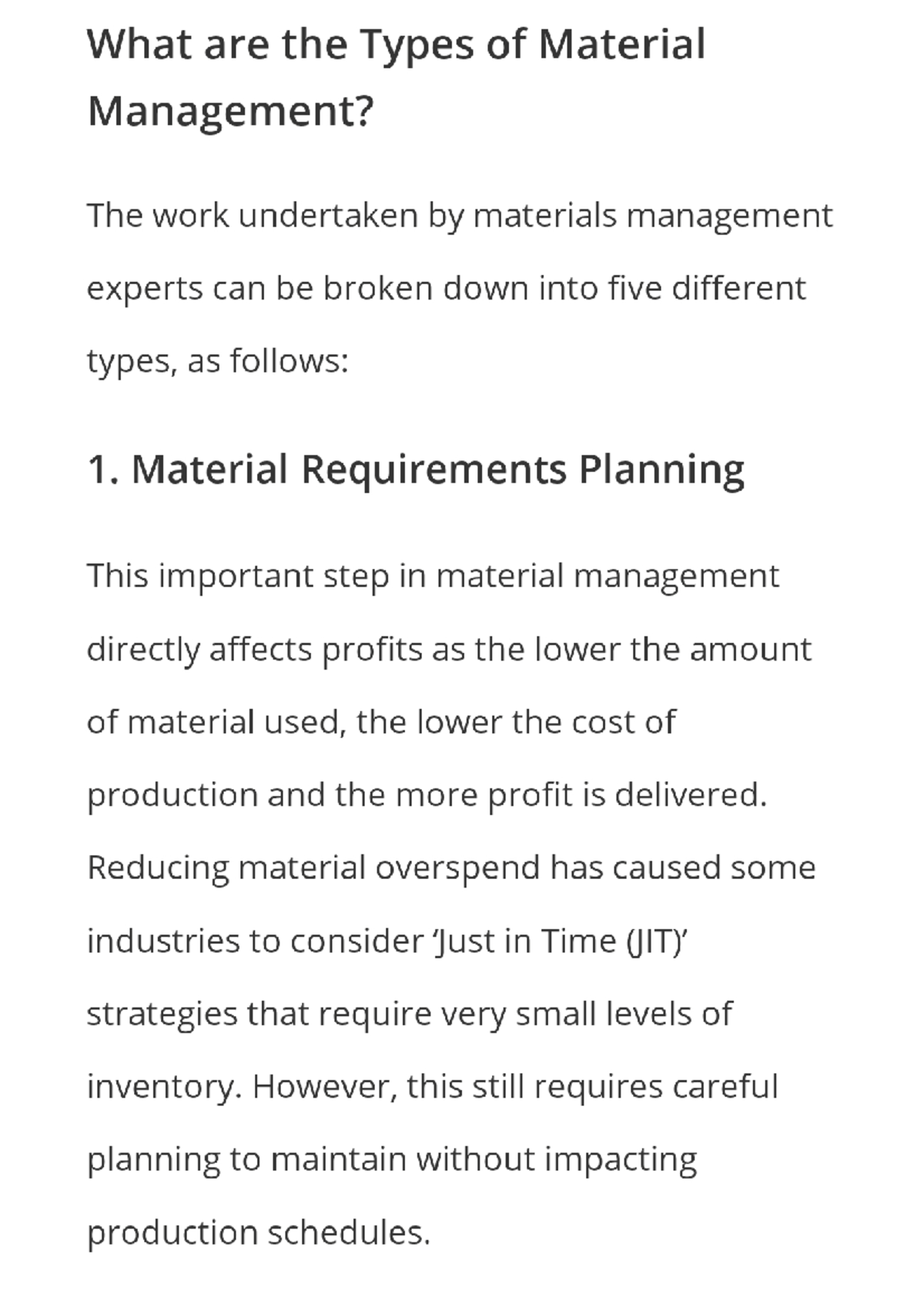 Types of material management - Marketing Management - Studocu
