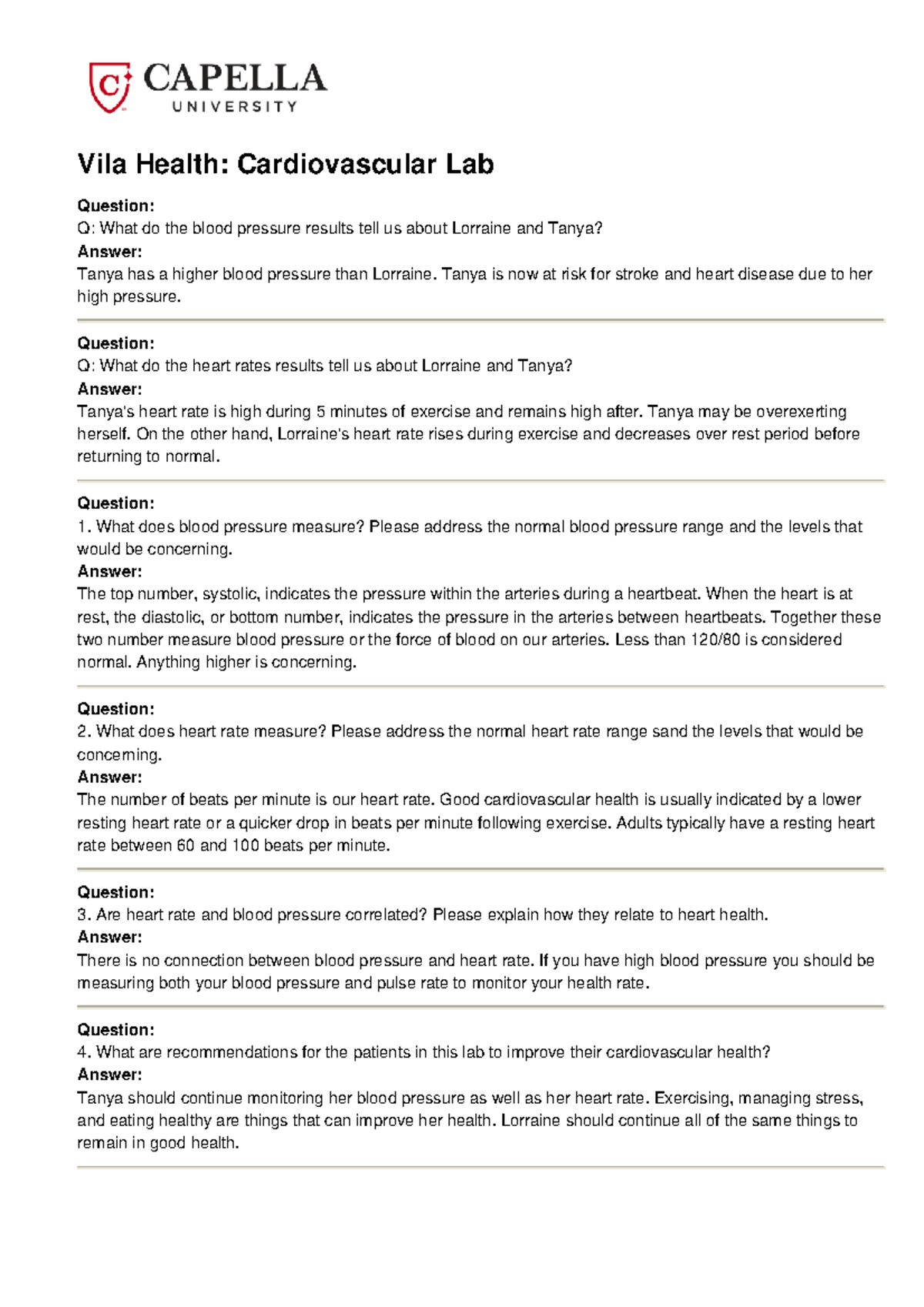 Bio1000-Cardiovascular System Lab - Vila Health: Cardiovascular Lab ...