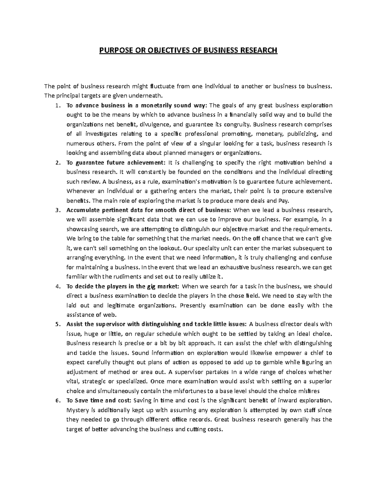 Purpose OR Objectives OF Business Research - PURPOSE OR OBJECTIVES OF ...